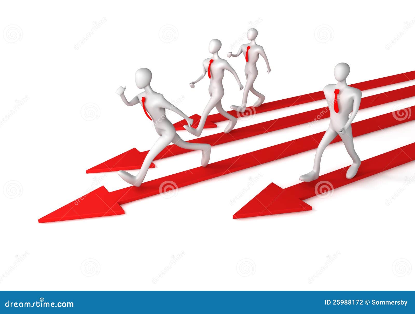 Team with the Leader Moving on the Arrows Stock Illustration ...