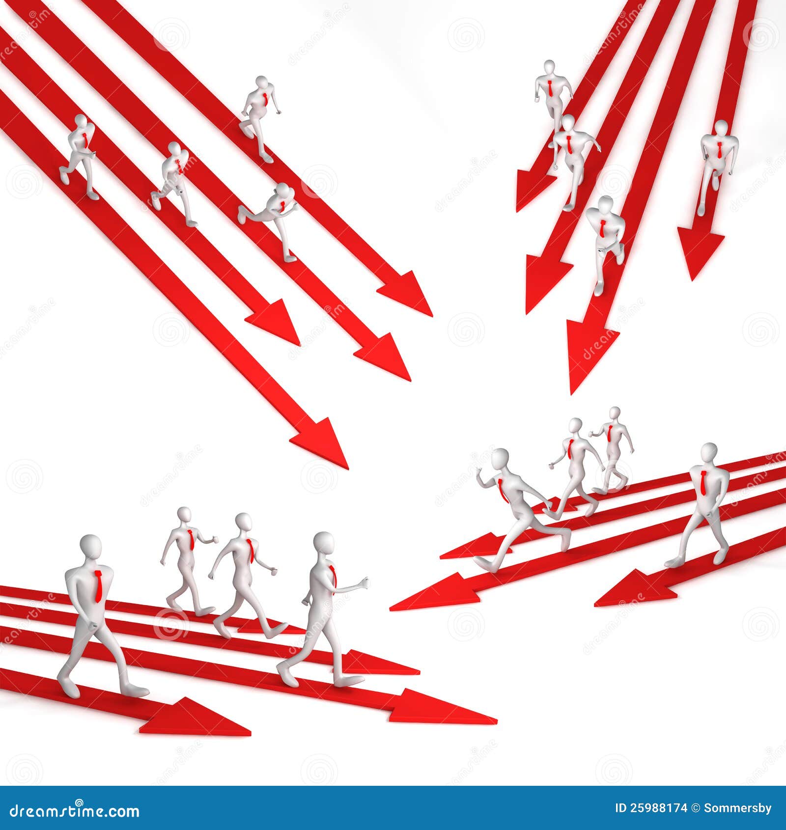 Team with the Leader Moving on the Arrows Stock Illustration ...