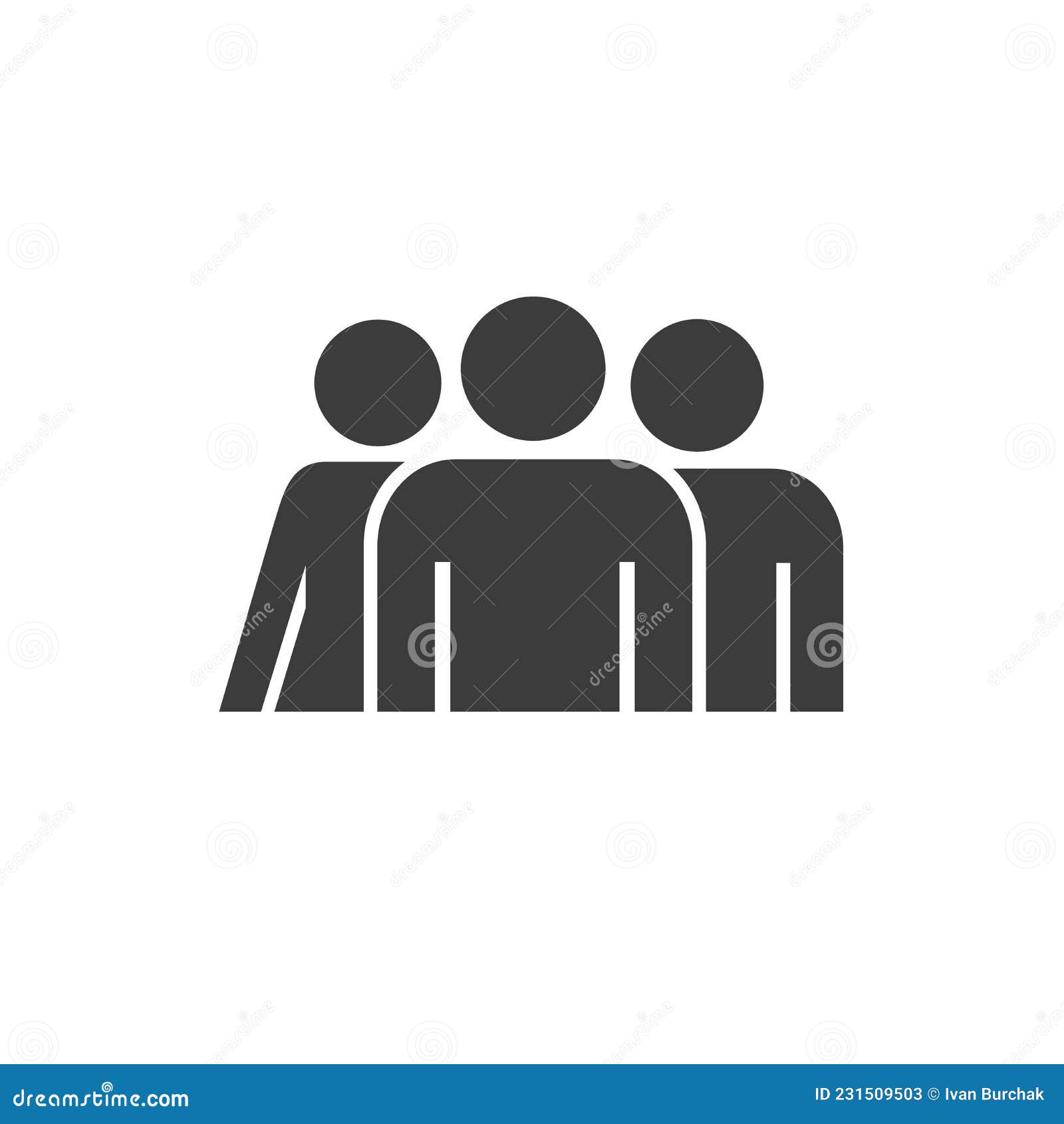 Team with Leader Solid Icon. Flat Style Vector Illustration Isolated on ...