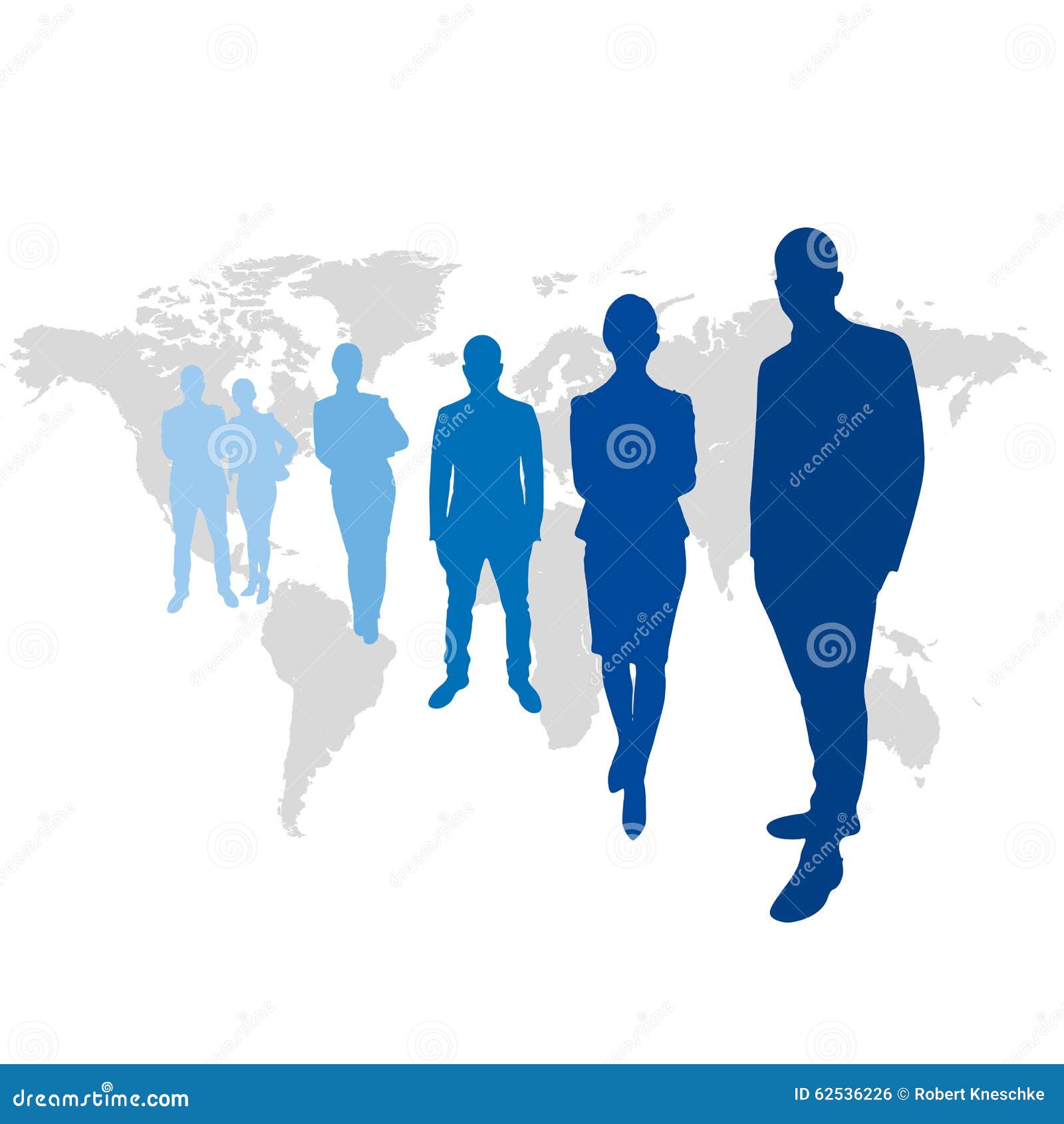 Team Leaders in Front of World Map Stock Illustration - Illustration of ...
