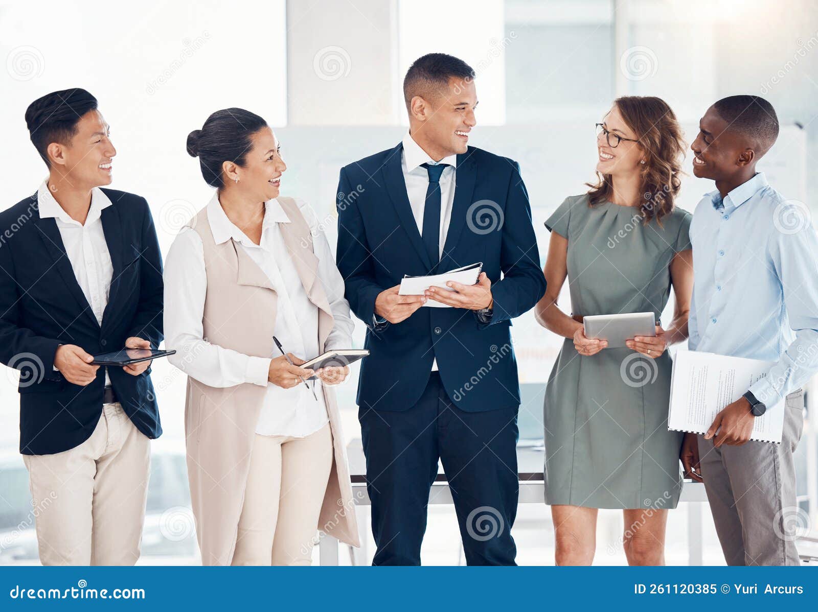 Team, Leadership and Business People Standing in Office Talking, Having ...