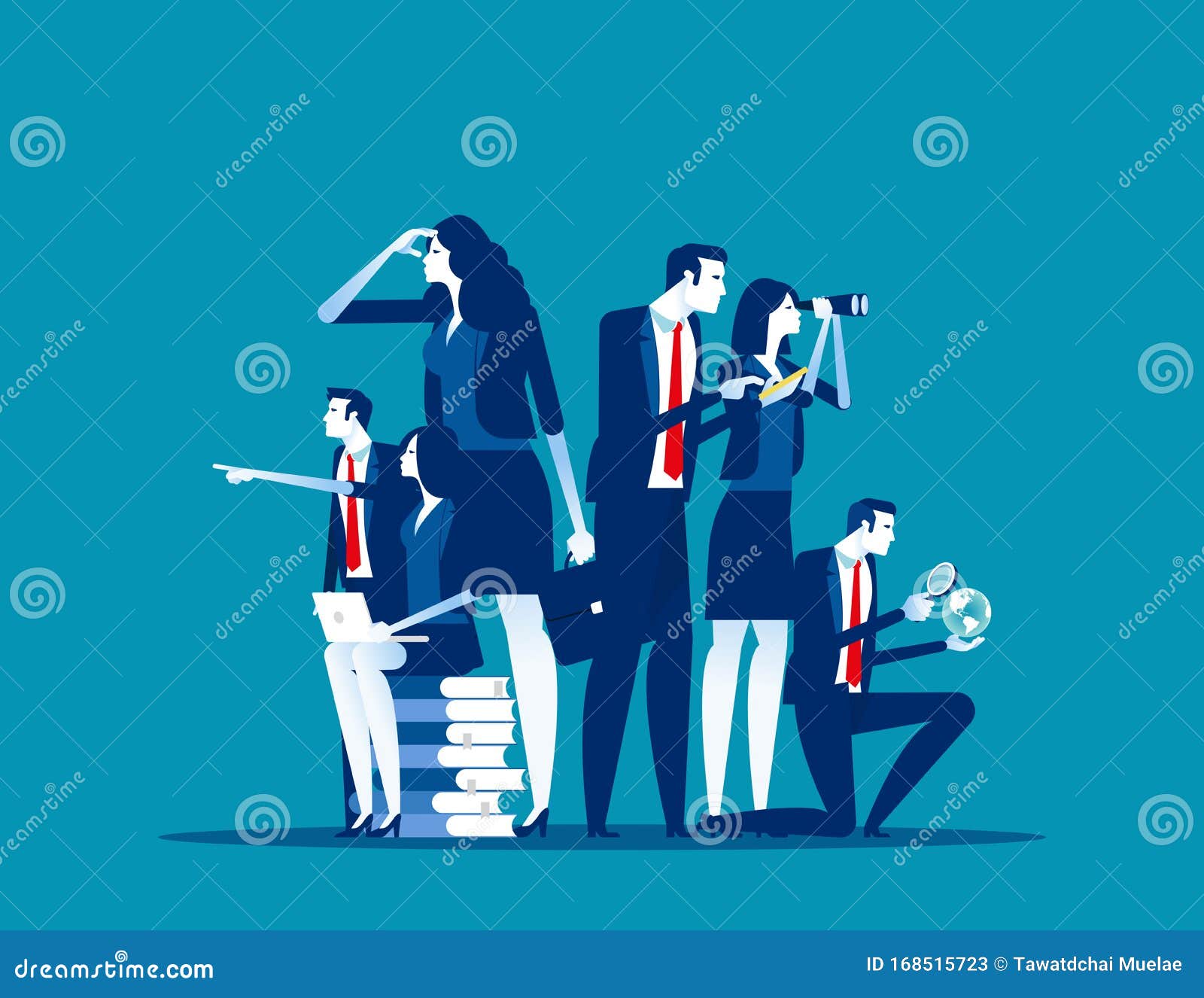 Team Learning Concept Business Vector Illustration Brainstorming