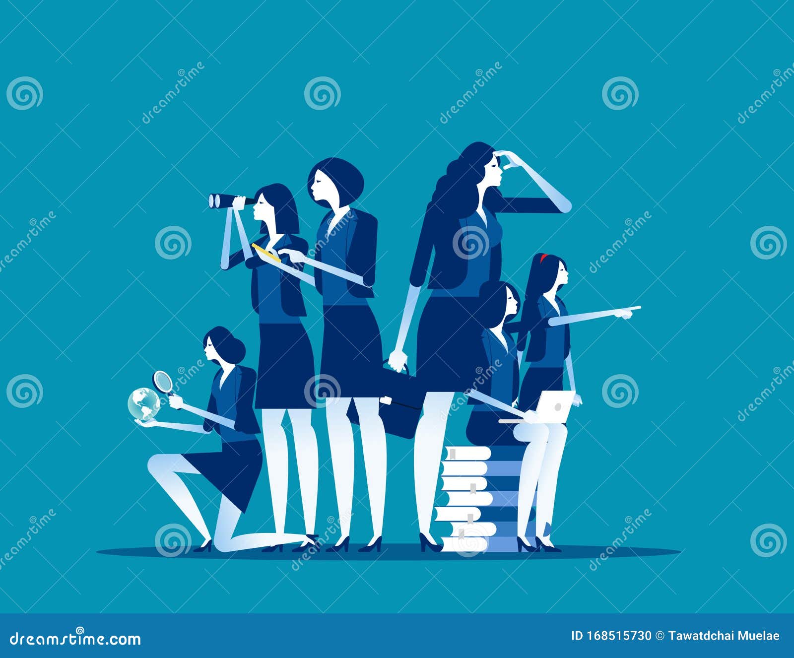 Team Learning. Concept Business Vector Illustration, Brainstorming ...