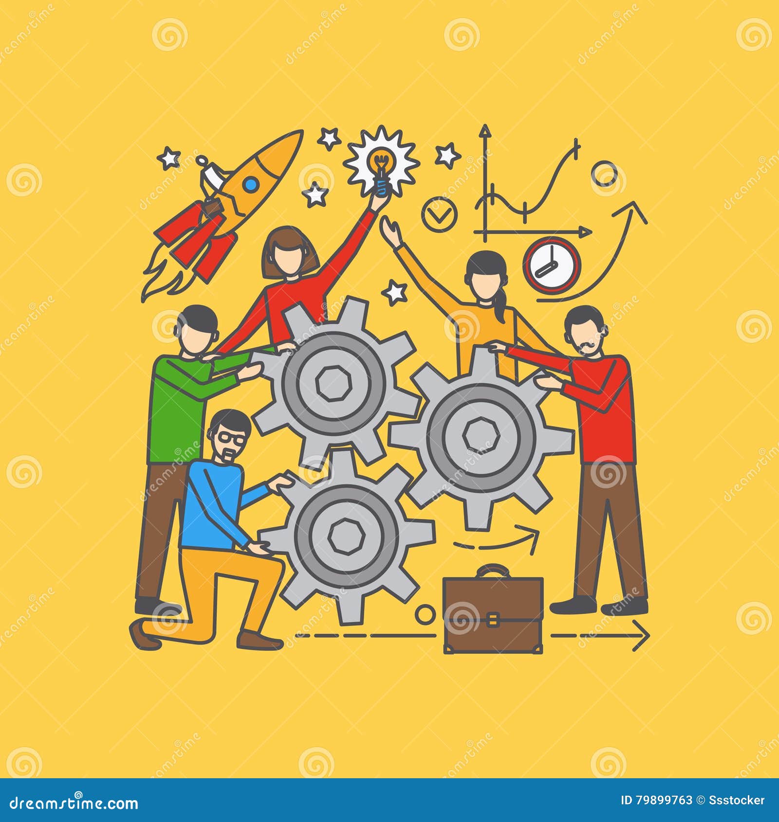 Team Learning Conceptual Illustration Stock Vector - Illustration of ...