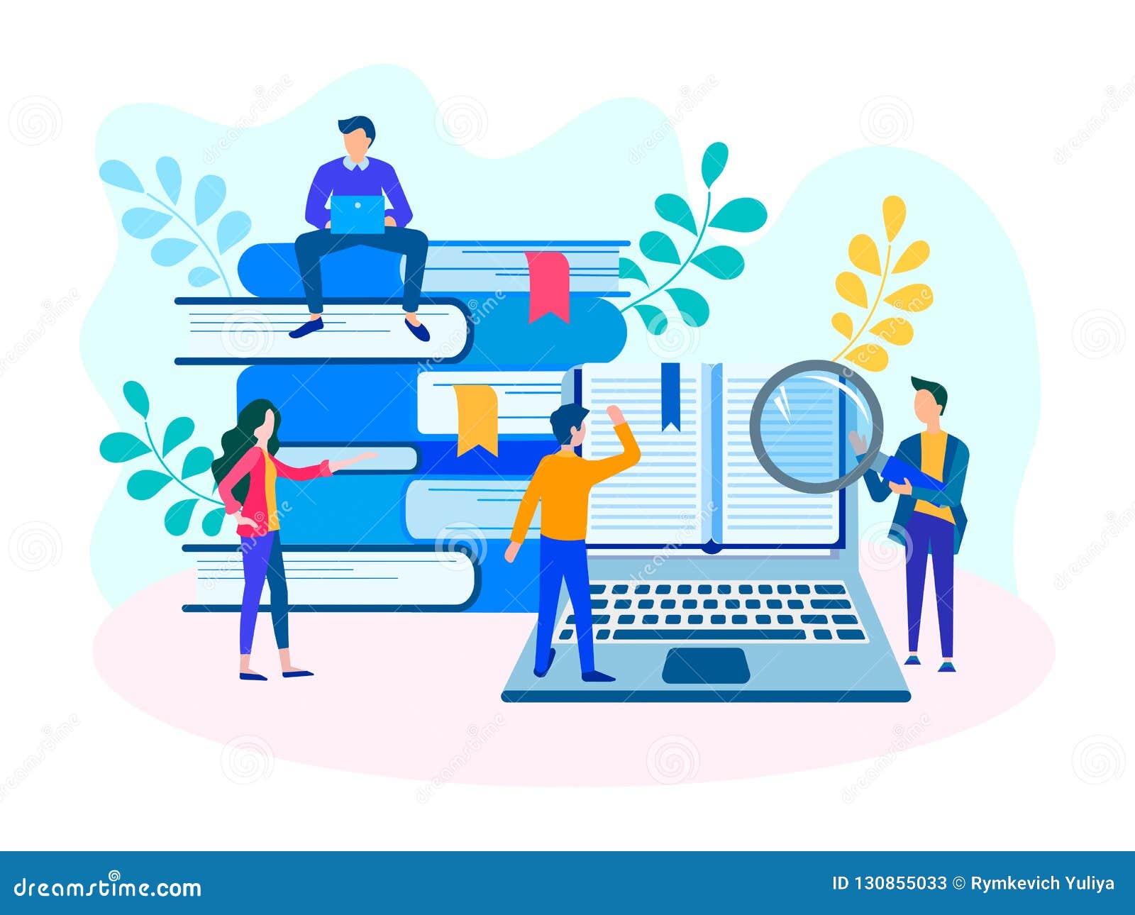 Team Learning Conceptual Illustration Cartoon Vector | CartoonDealer ...