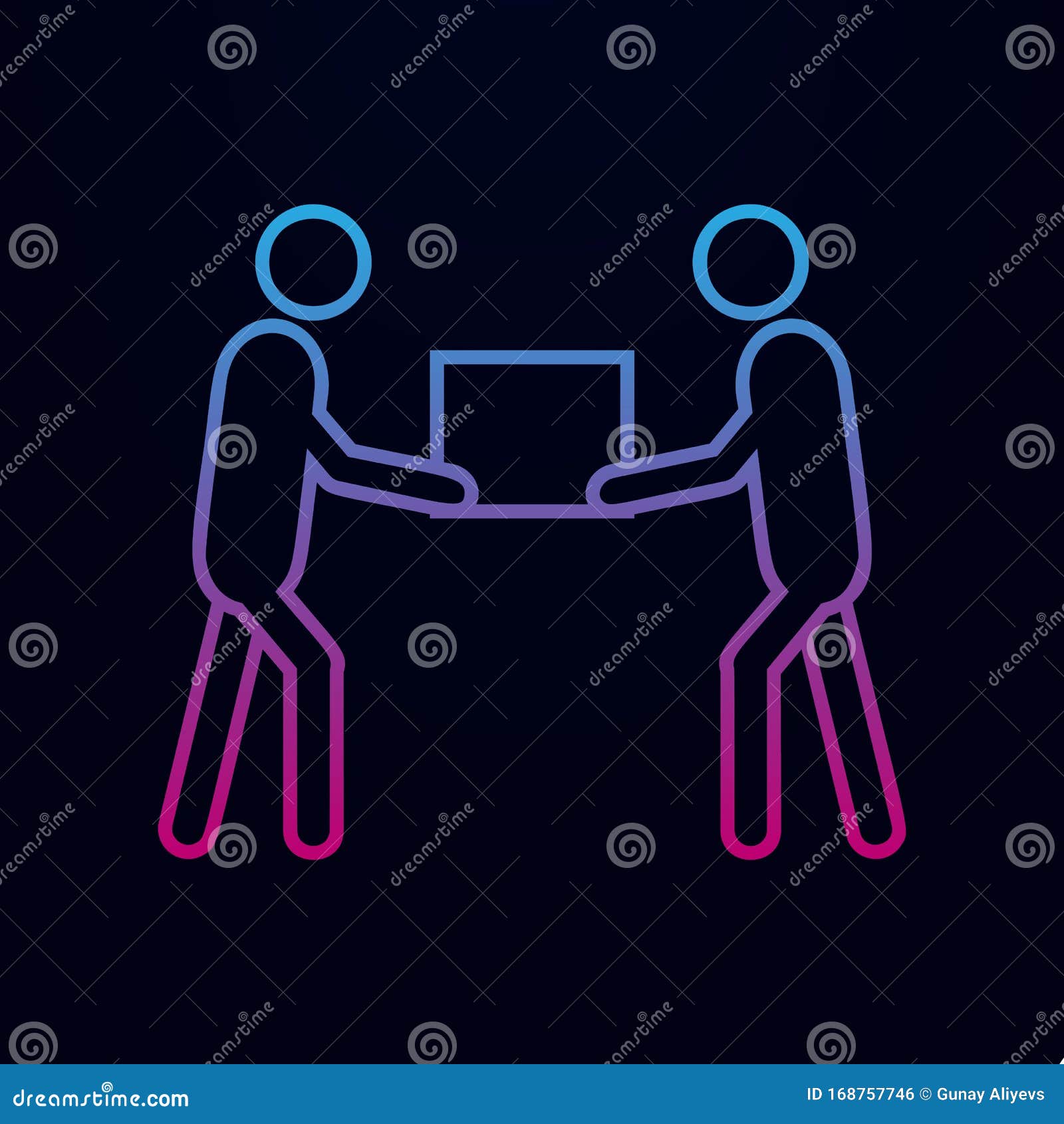 Team Lifting Heavy Object Icon. Detailed Set Of Team Work Outline Icons ...
