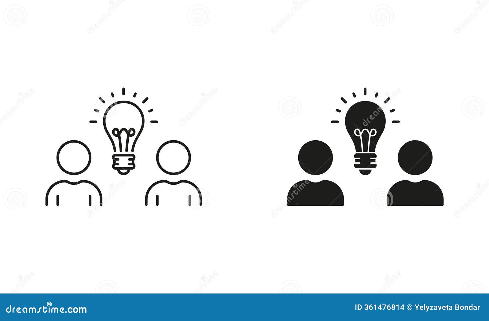 Team and Light Bulb, Teamwork Icon. Innovation, Solution Sign. Business ...