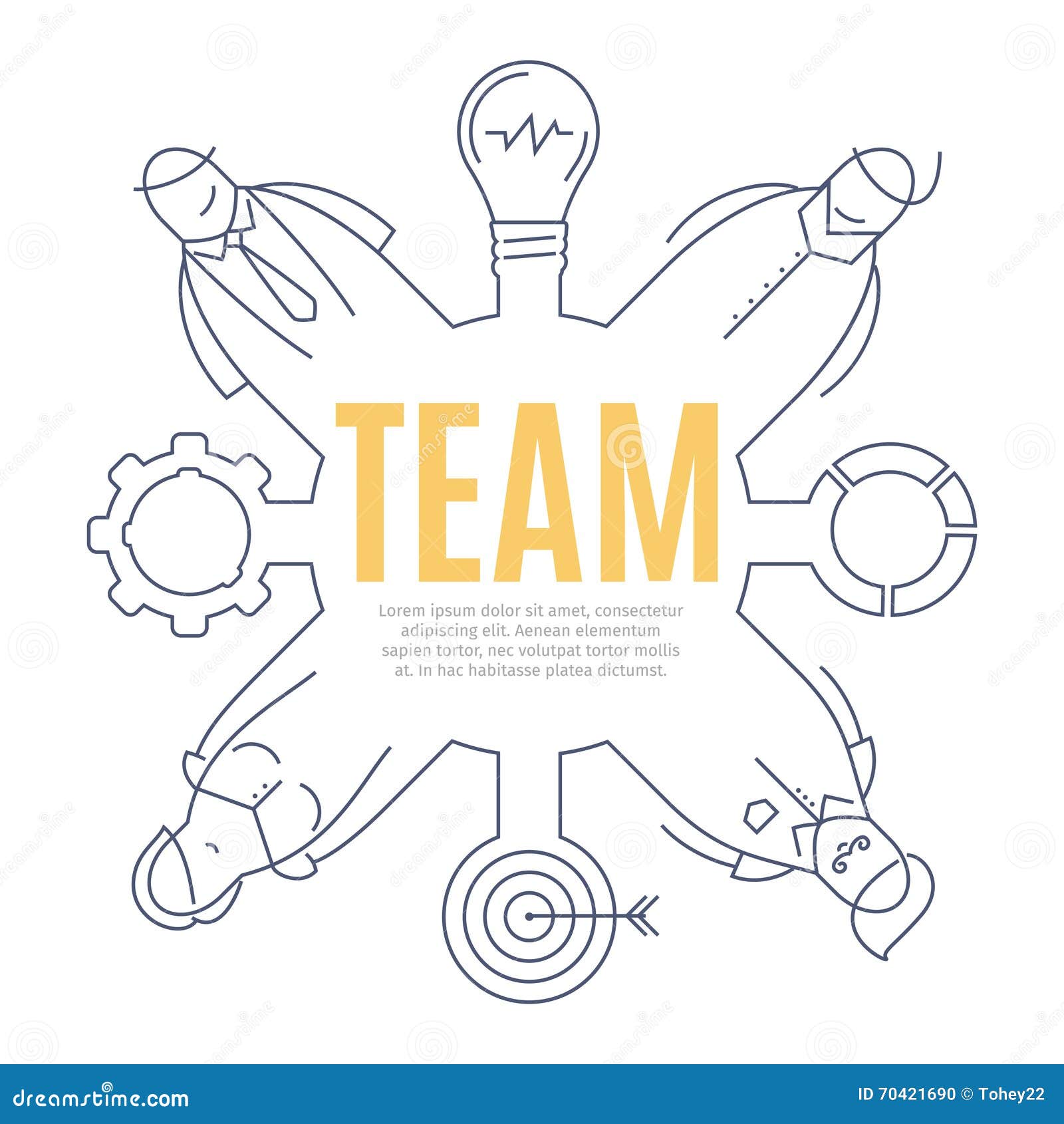 Team Line Art Design Concept Stock Vector - Illustration of bulb ...