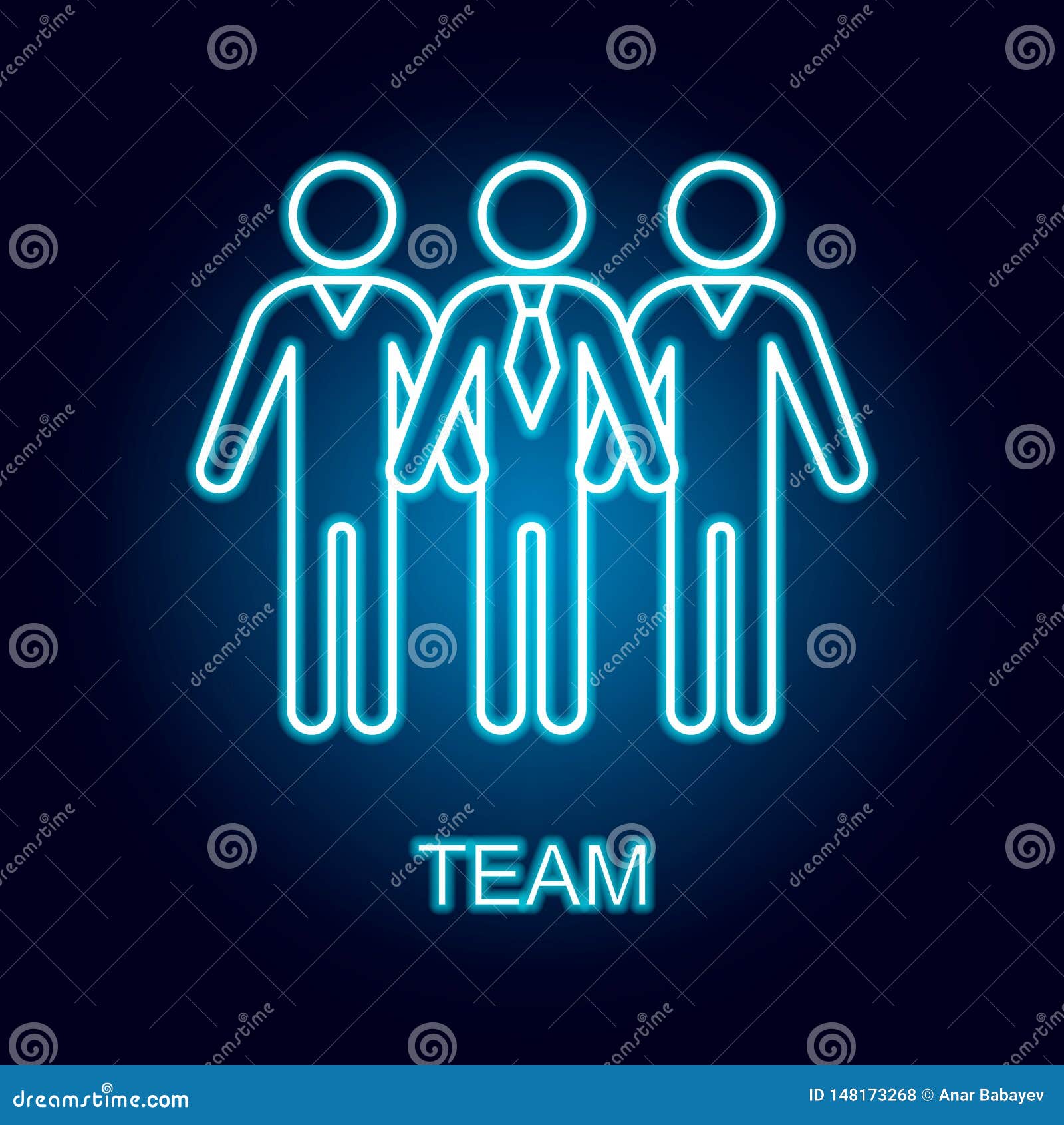 Team Line Icon in Neon Style. Element of Human Resources Icon for ...