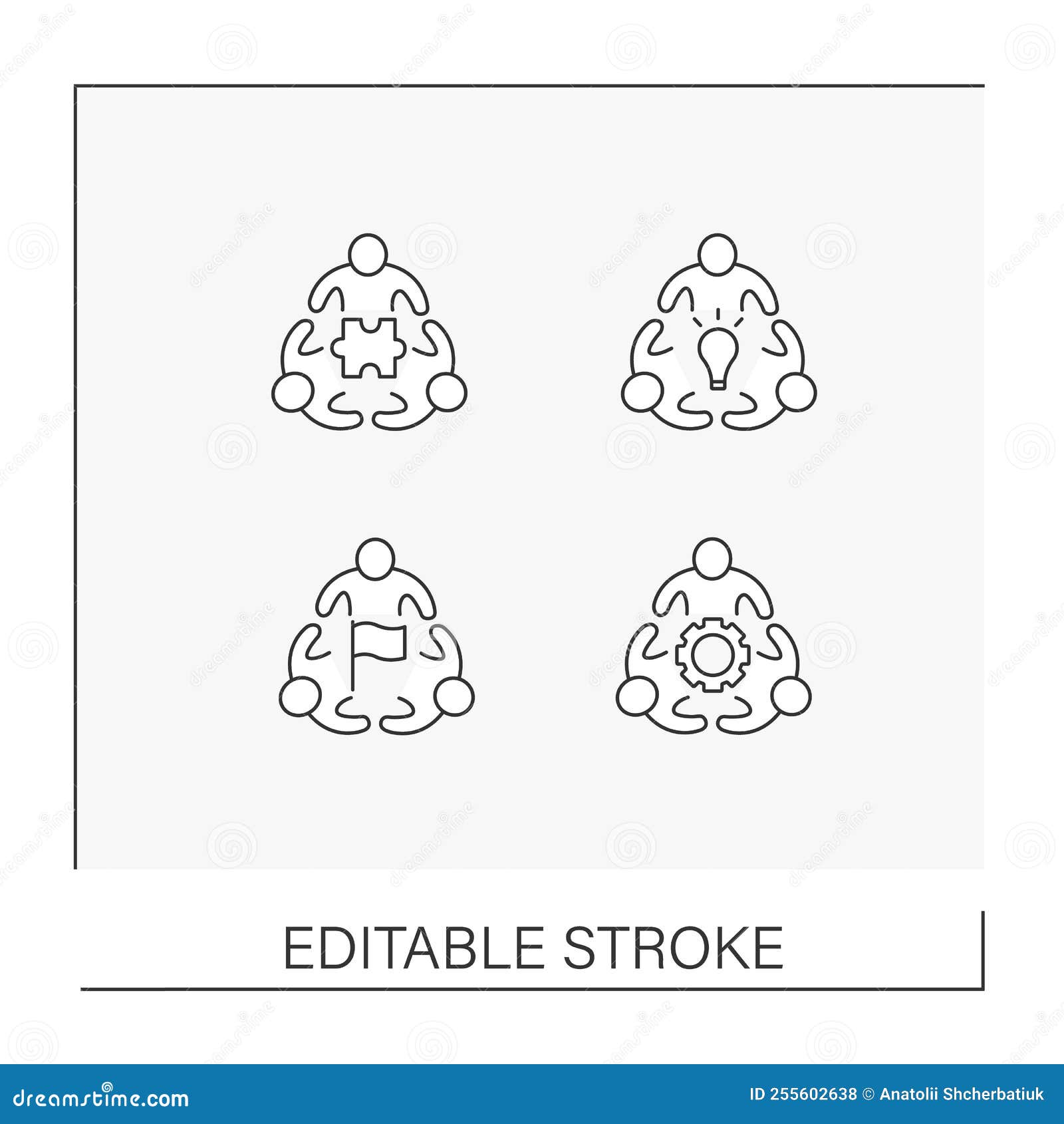 Team line icons set stock vector. Illustration of goal - 255602638