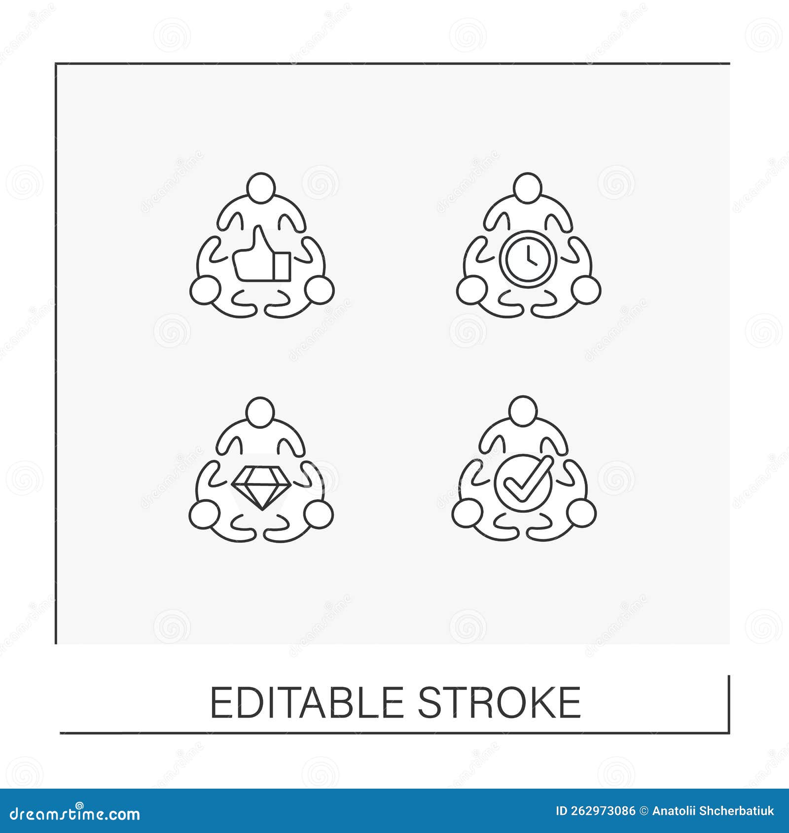 Team line icons set stock vector. Illustration of team - 262973086
