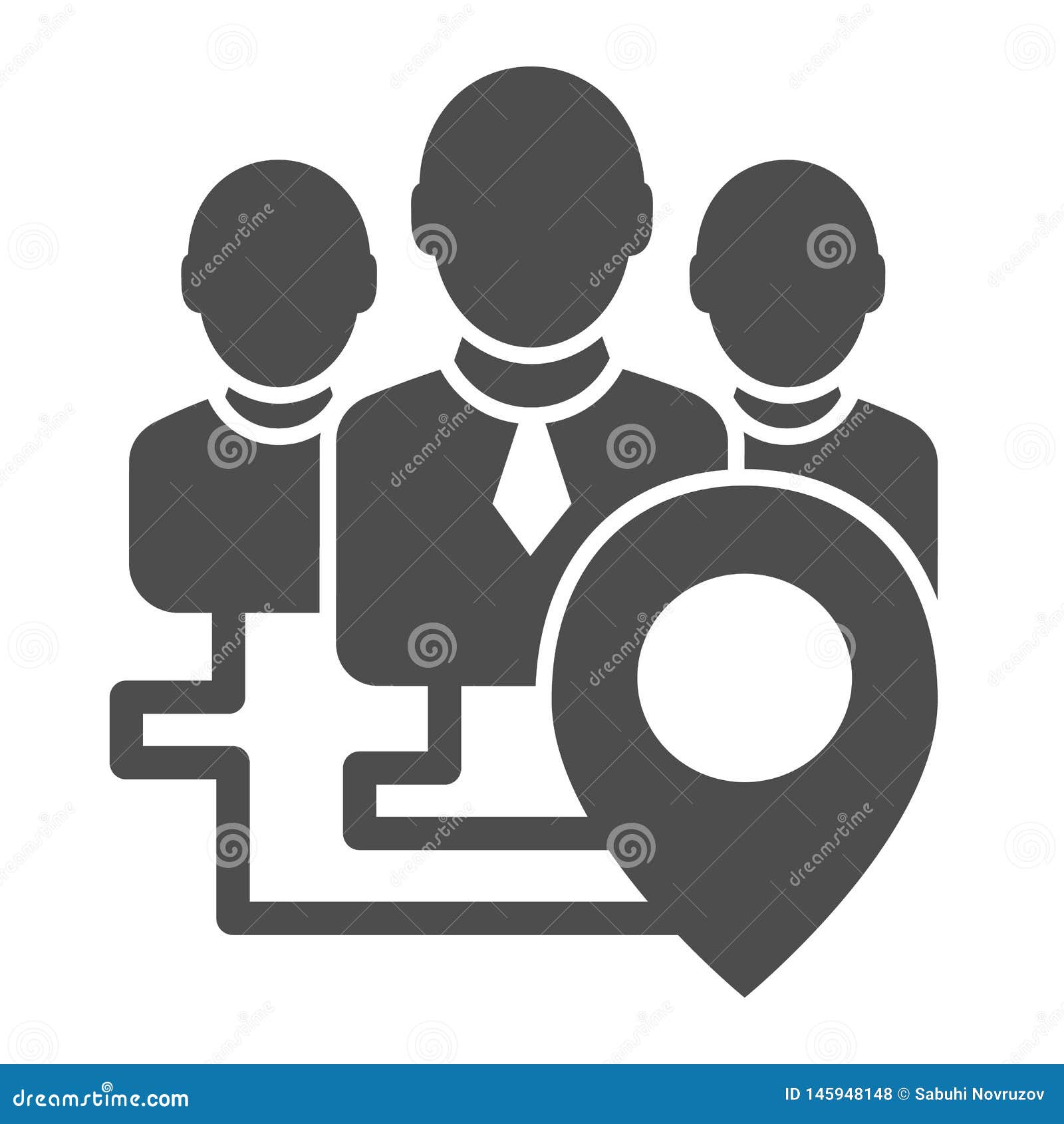 Team Location Solid Icon. Group with Map Pin Vector Illustration ...
