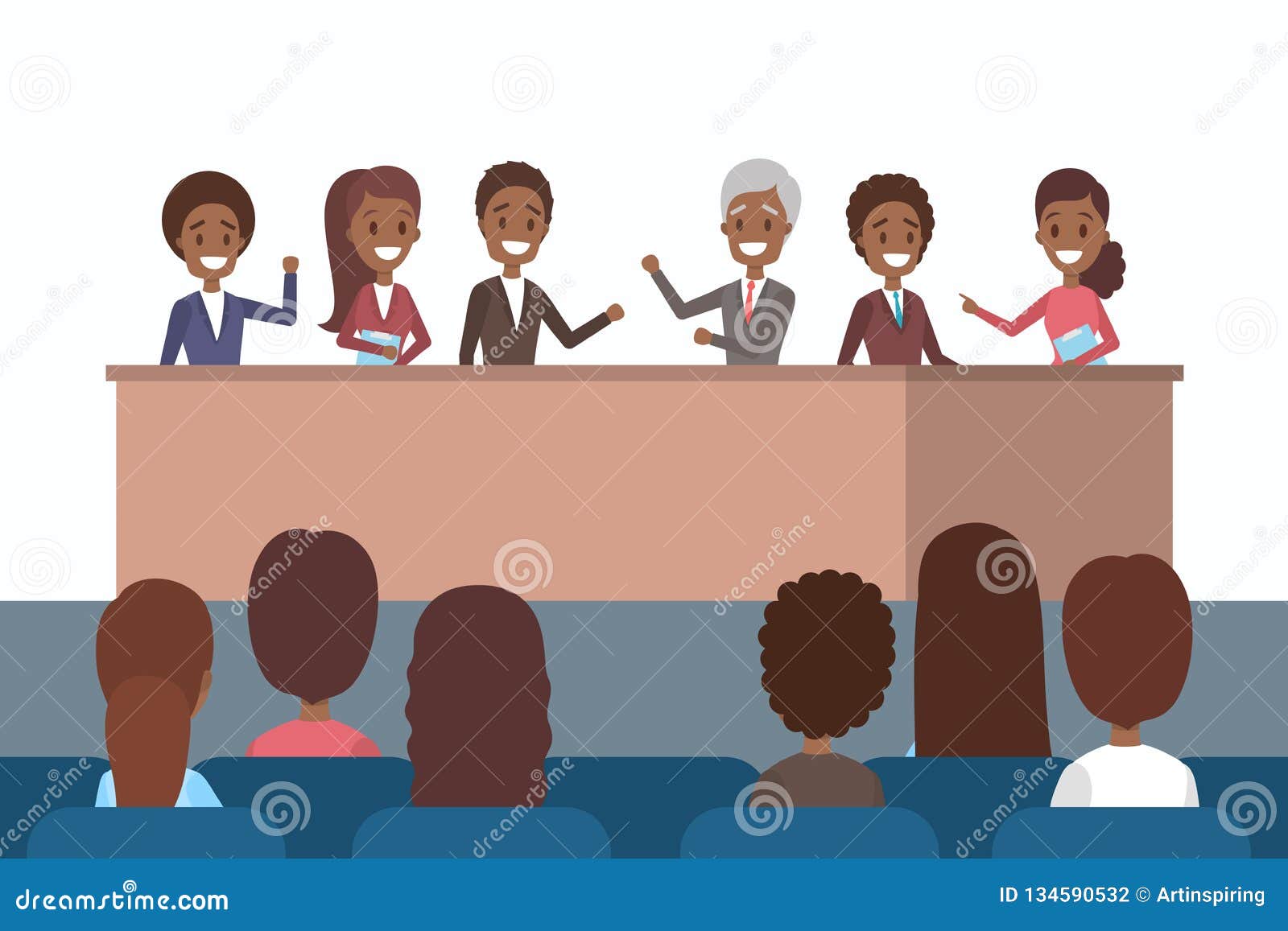 Team Making Business Presentation in Front of Group Stock Vector ...