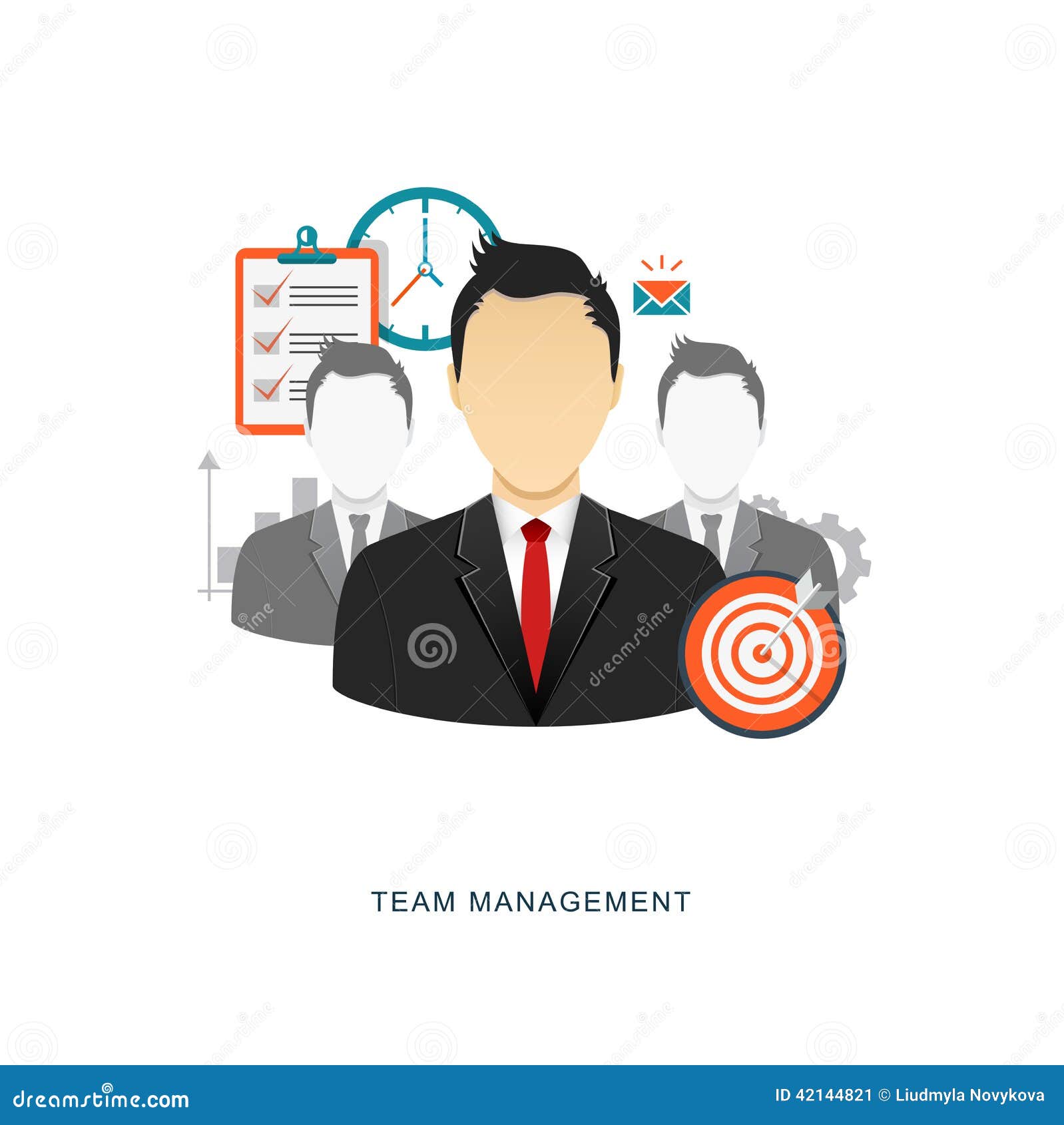 Team Management Flat Illustration Stock Vector - Illustration of banner ...