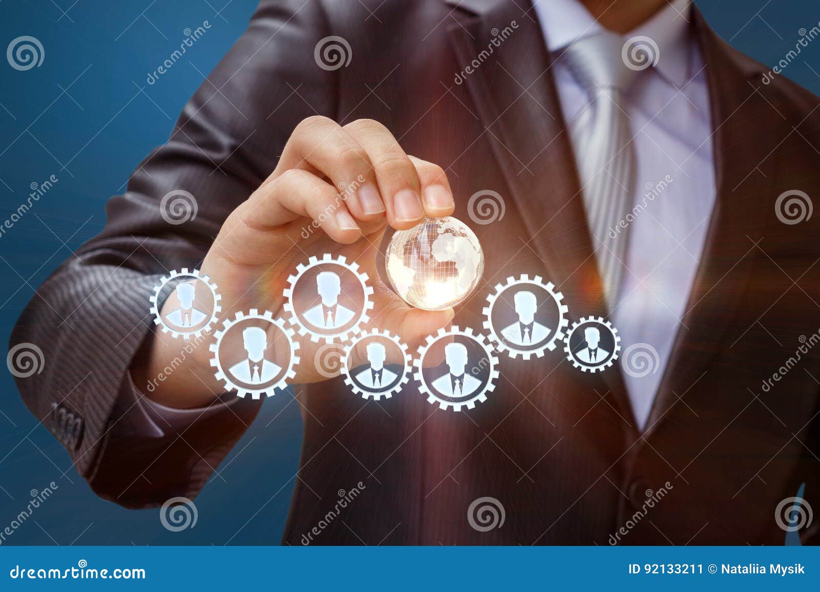 Team Management Concept. The Figure Of The Wooden King On A Blue ...