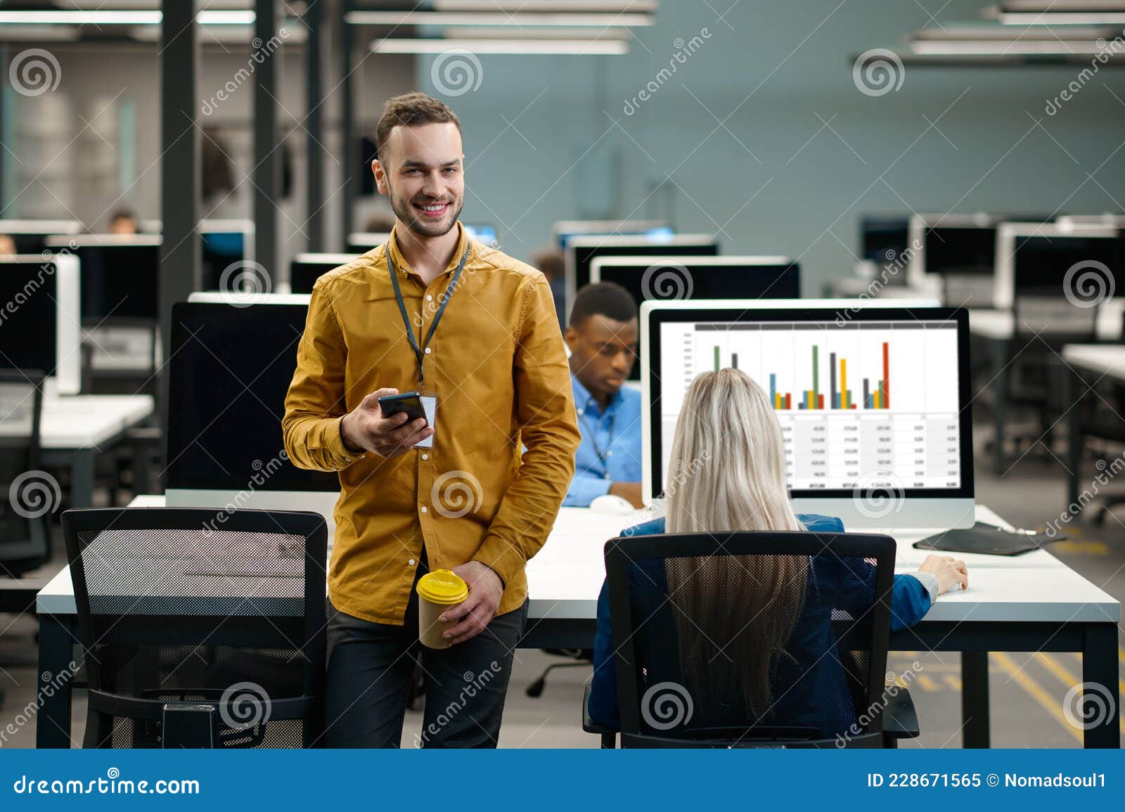 Team of Managers at Their Workplaces in it Office Stock Image - Image ...