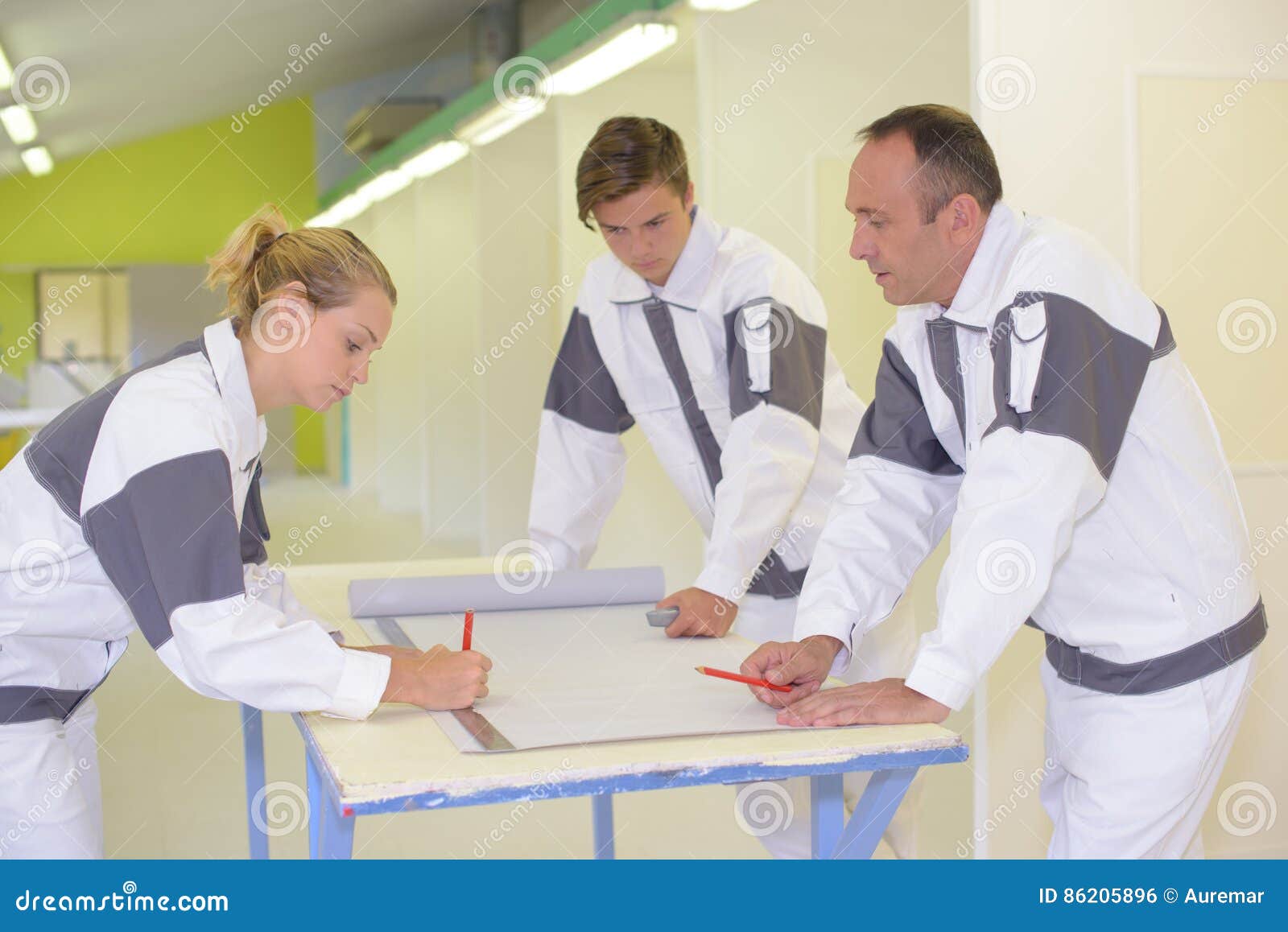 Team Manual Workers Around Table Stock Photo - Image of business ...