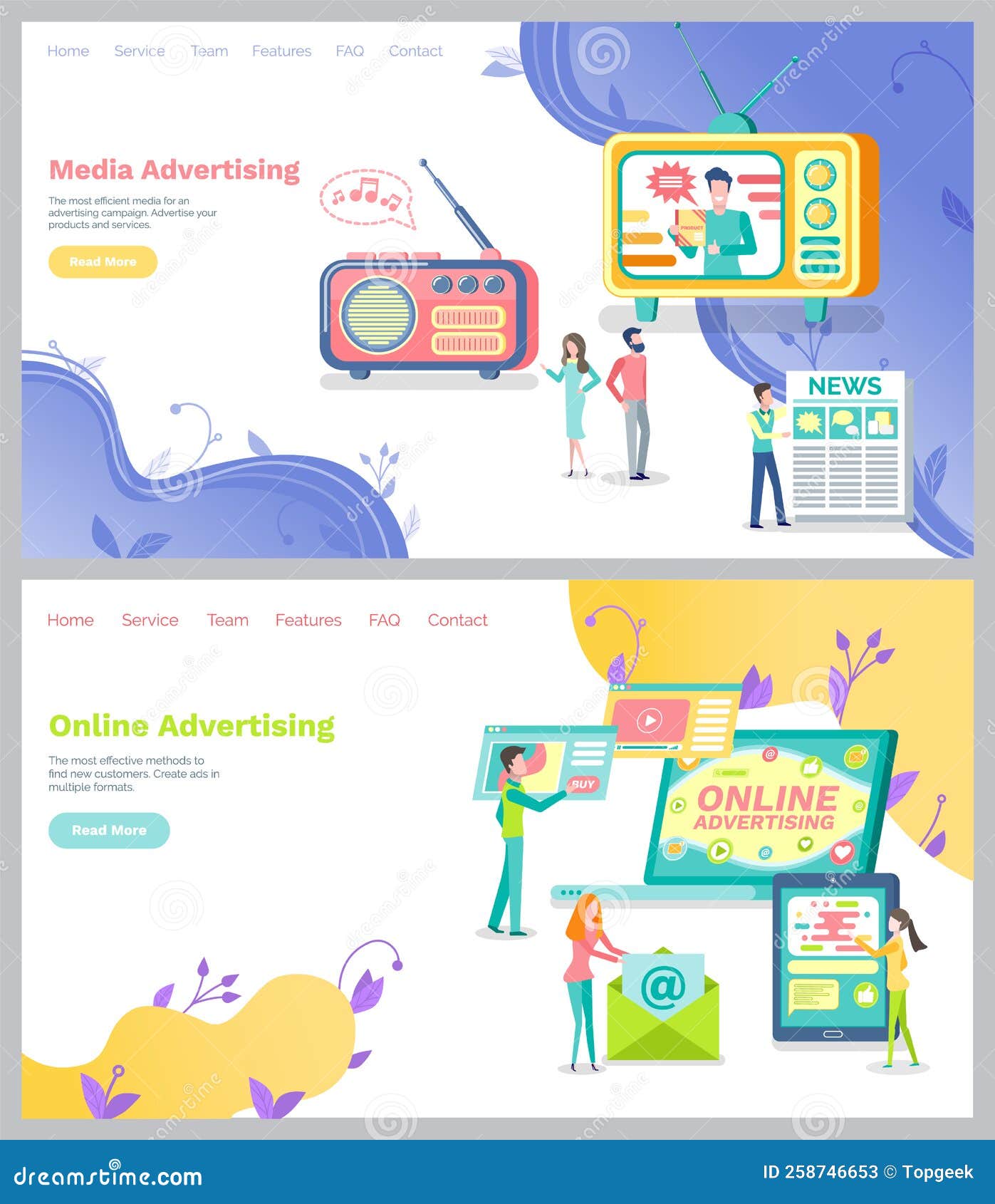 Website Templates Set for Online Advertising in Social Media ...