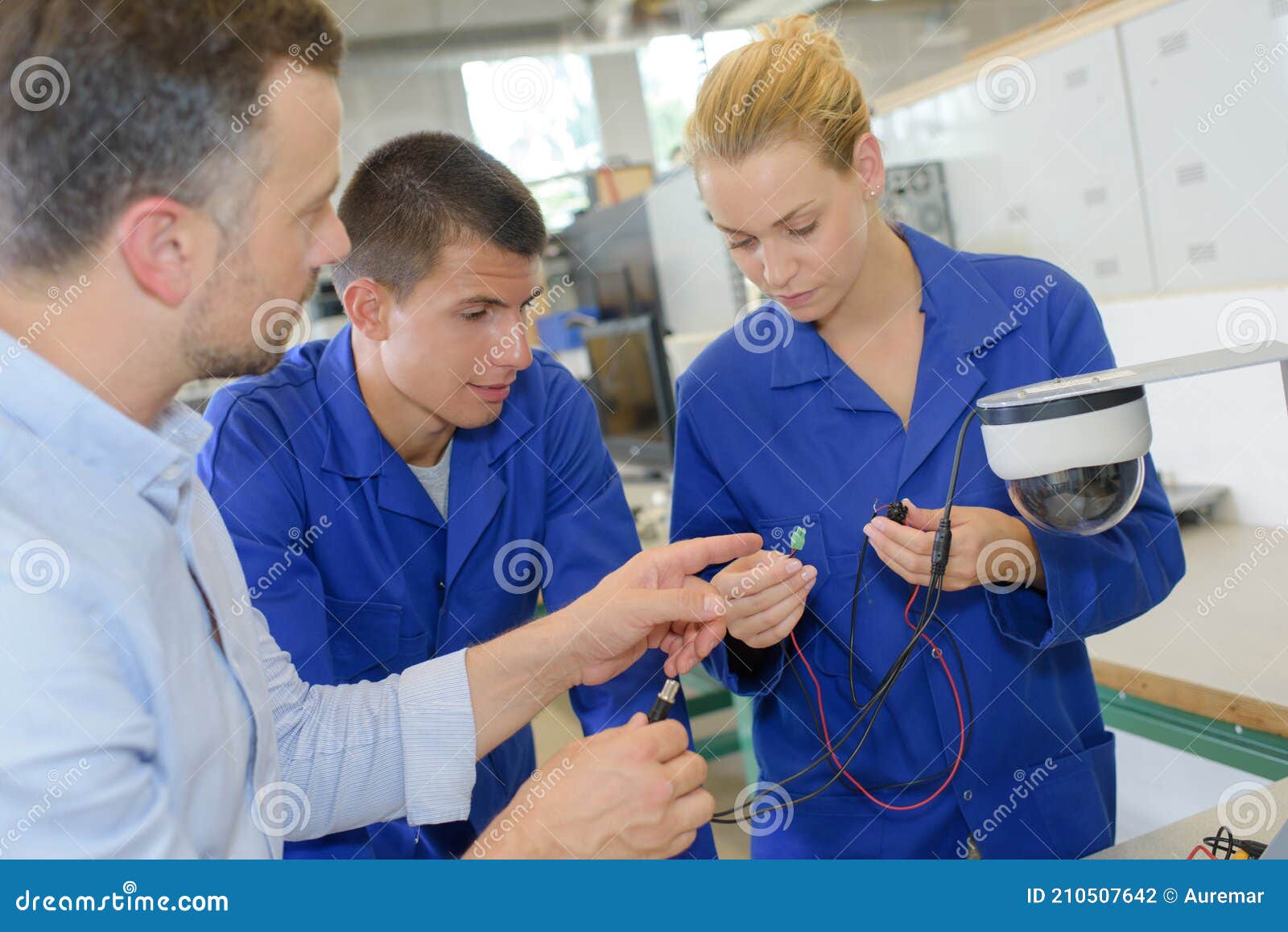 Team Mechanical Engineers with Cables Stock Photo - Image of physics ...