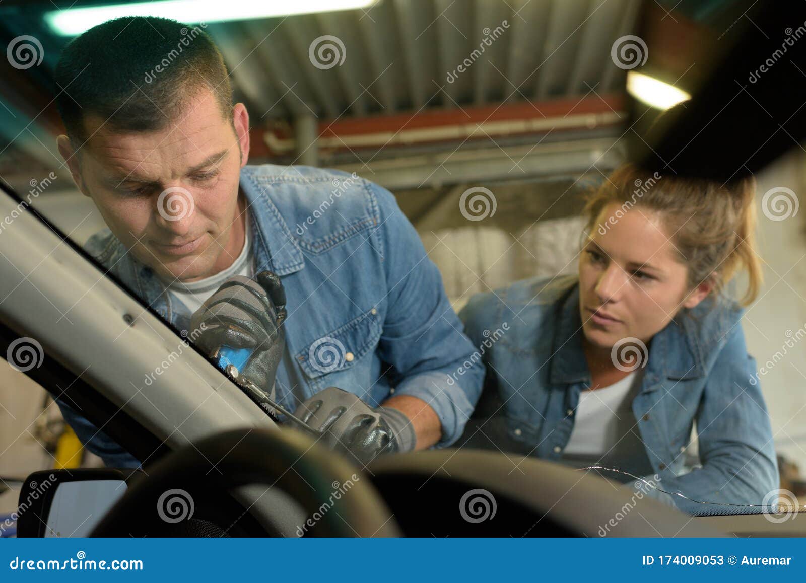 Team Mechanics Working at Garage Stock Image - Image of service ...