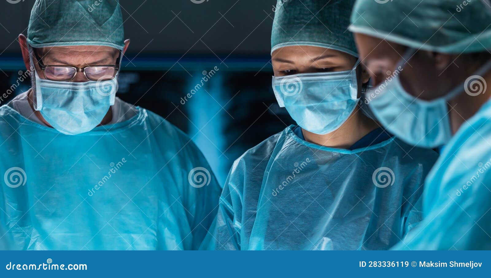 Team of Medical Doctors Performs Surgical Operation in Modern Operating ...