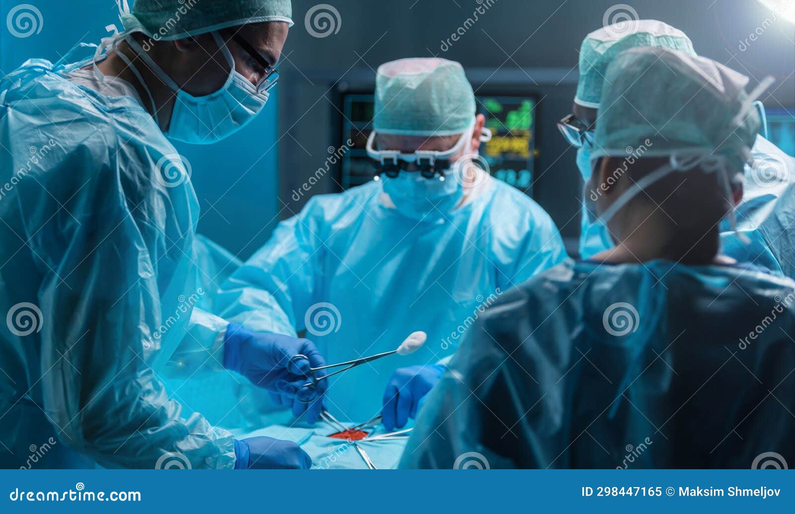 Team of Medical Doctors Performs Surgical Operation in Modern Operating ...