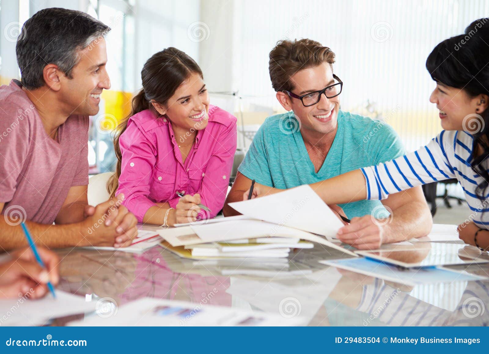 Team Meeting in Creative Office Stock Photo - Image of indoors ...