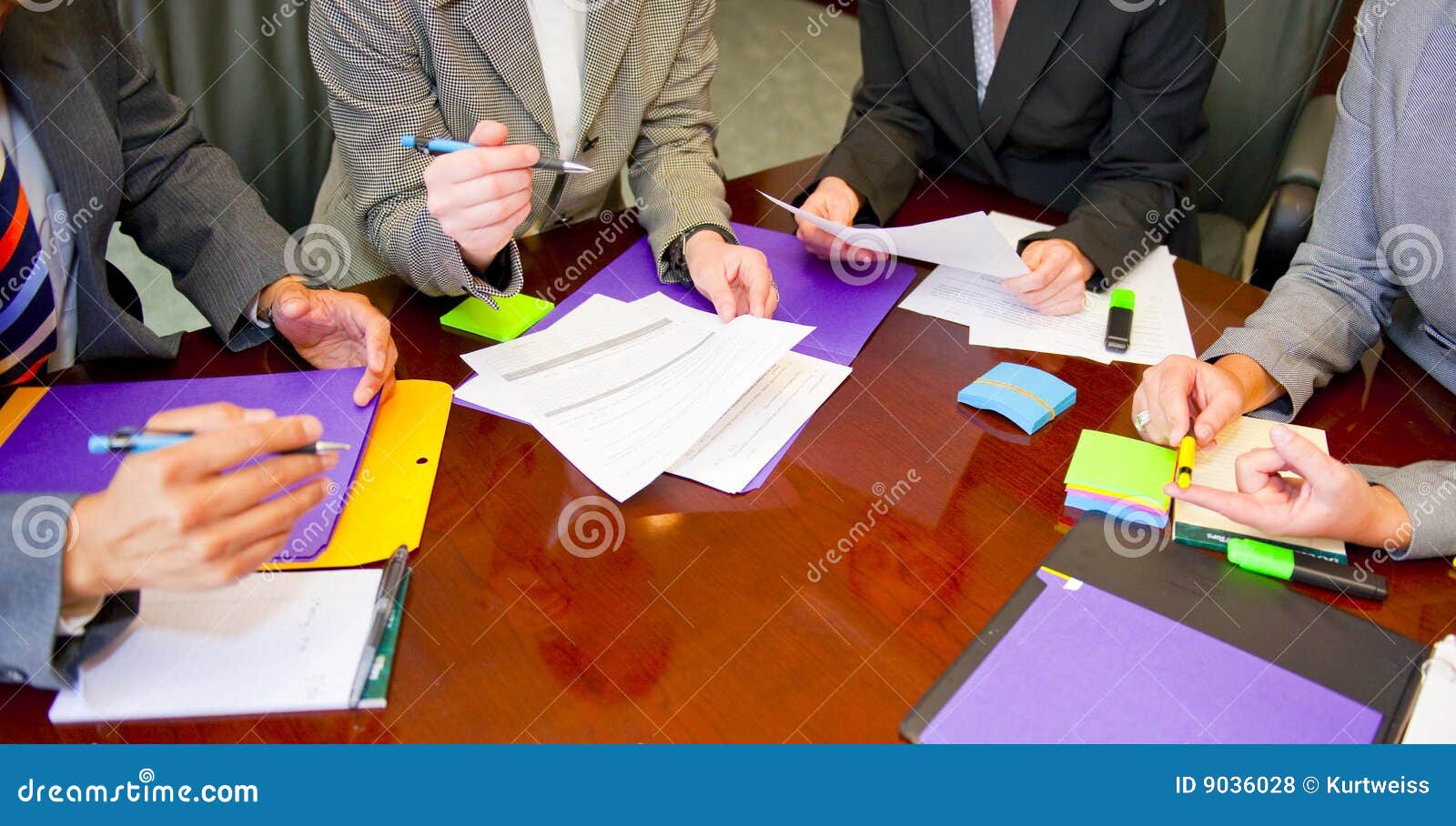 Team Meeting with Documents and Writing Stock Photo - Image of files ...