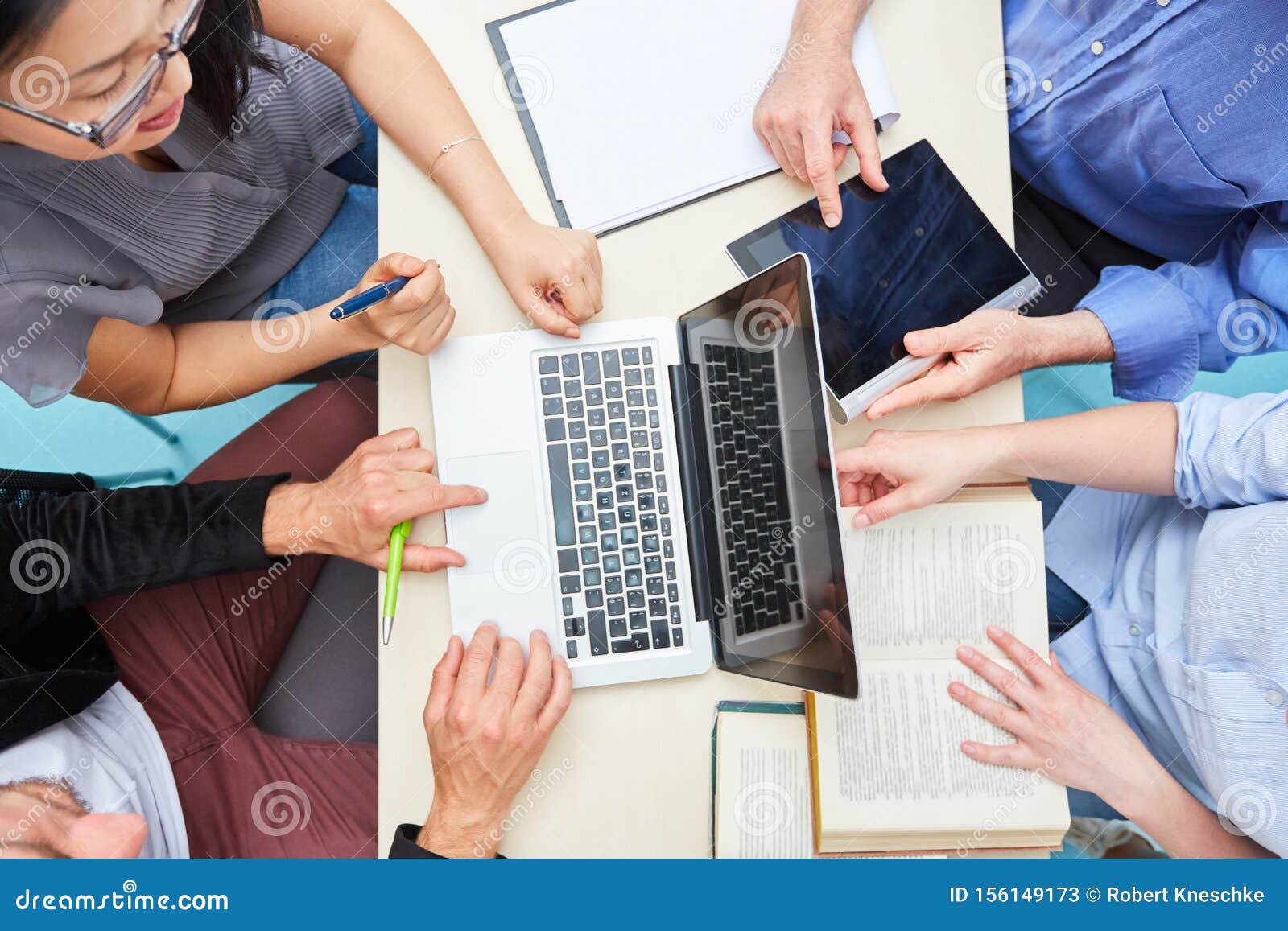 Team at a Meeting with Laptop Computer Stock Image - Image of ...