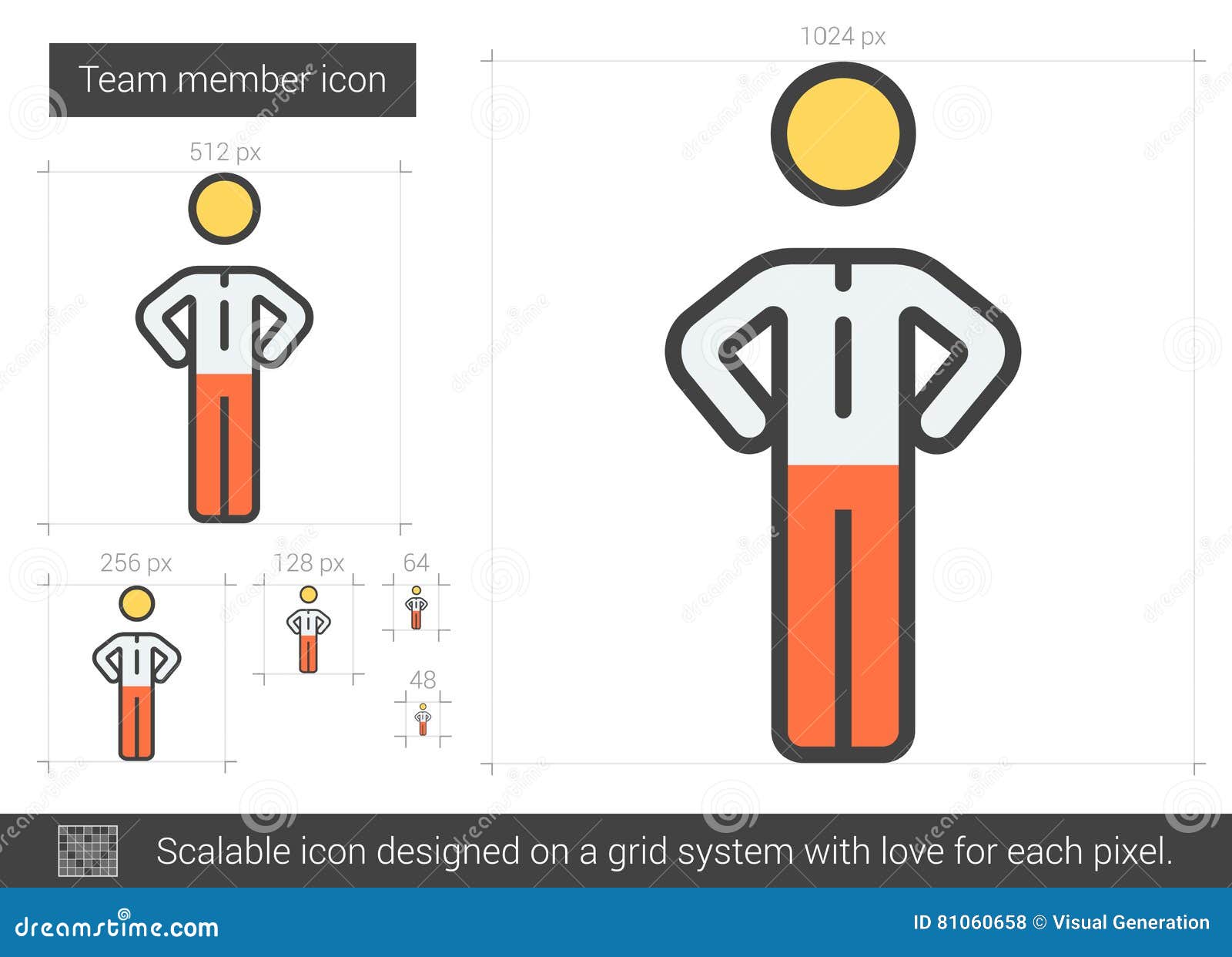 Team member line icon. stock vector. Illustration of character - 81060658