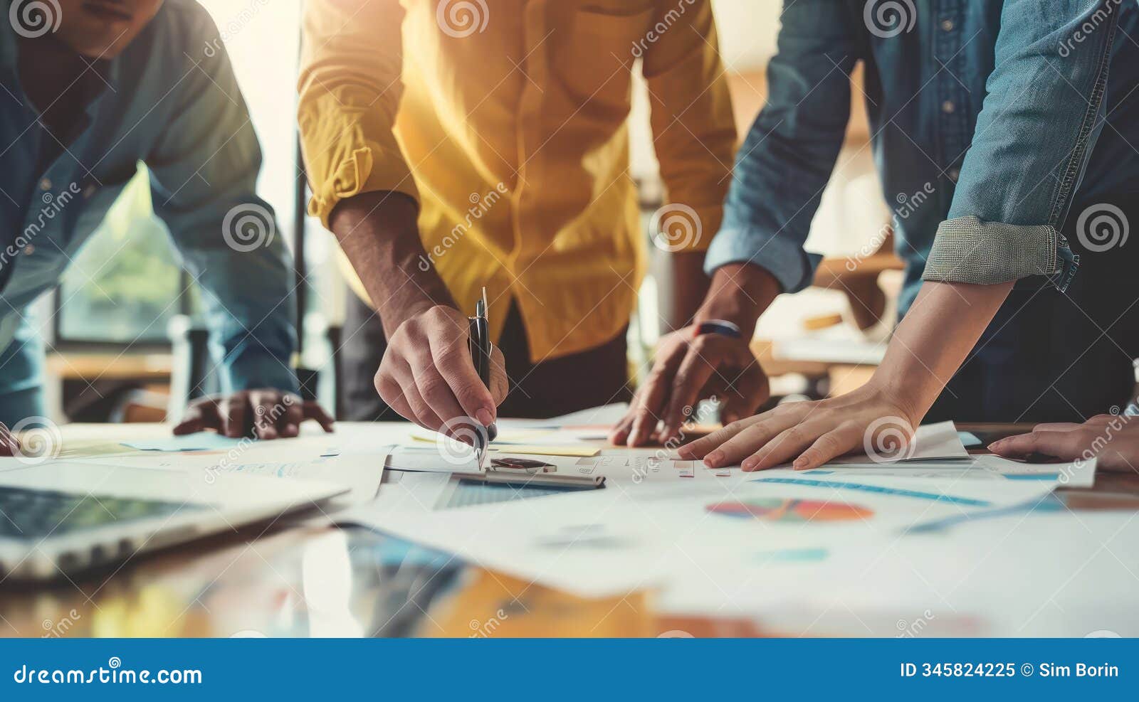 Team Members Collaborating on Developing New Asset Management Stock ...