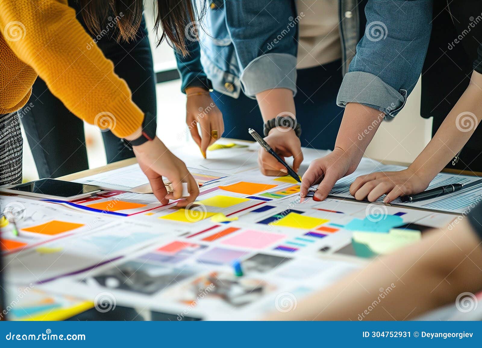 Team Members Collaborating on a Shared Project or Brainstorming Session ...