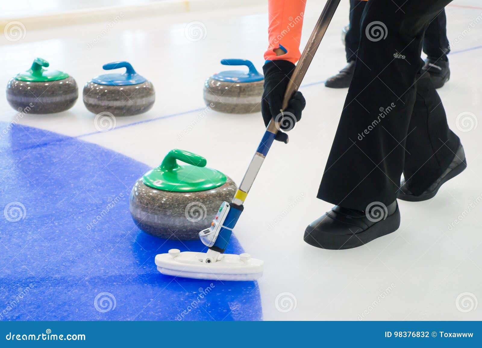 Team Members Play in Curling Stock Photo - Image of player, curling ...