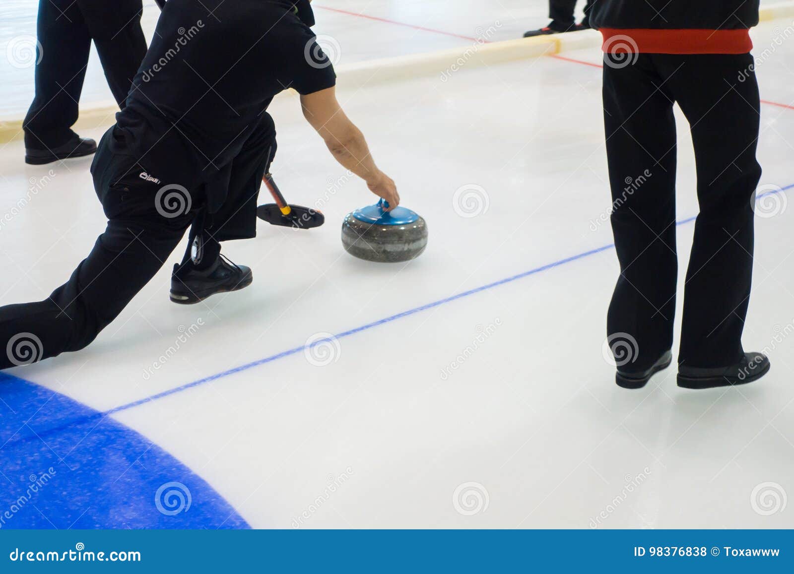 Team Members Play in Curling Stock Photo - Image of fitness, action ...