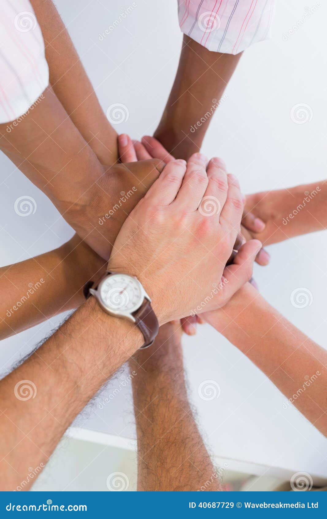 Team Members Putting Hands Together Stock Image - Image of career, four ...