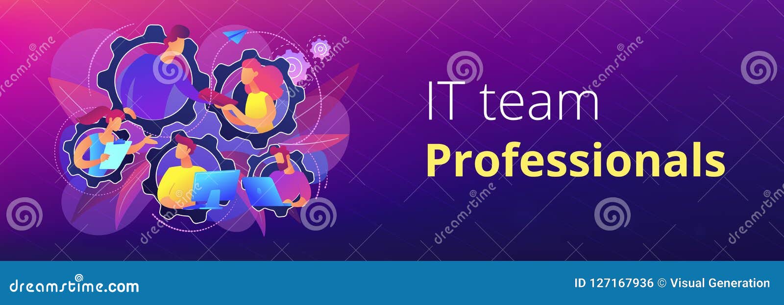 Dedicated Team it Header or Footer Banner Stock Vector - Illustration ...