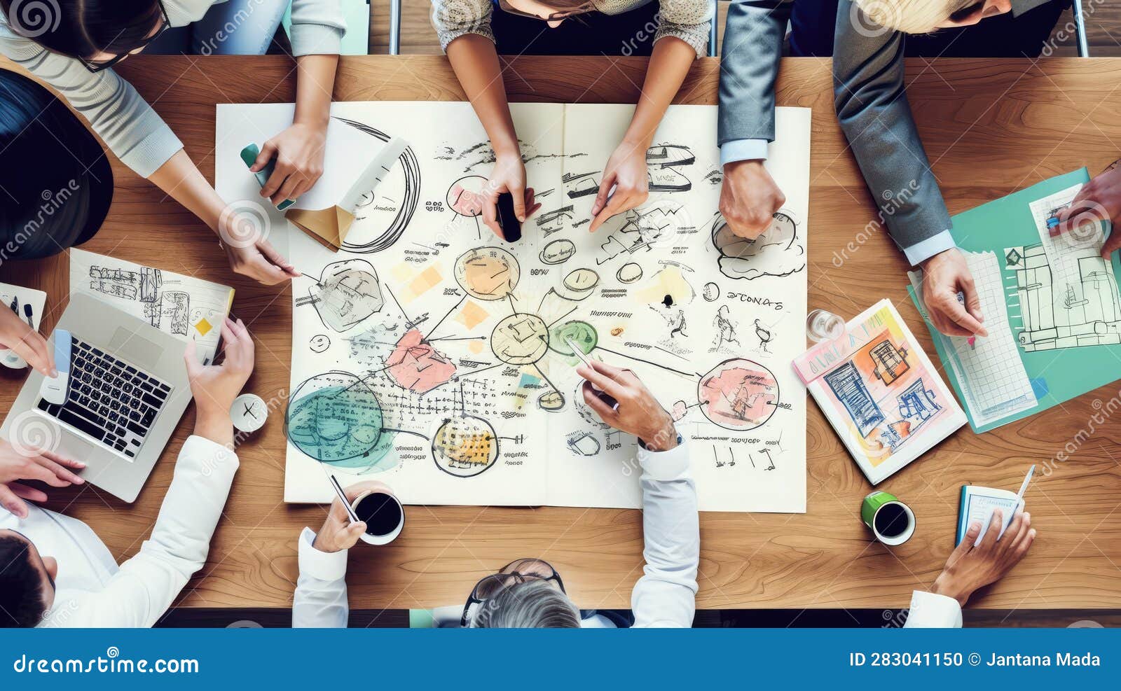 A Team Members Working, Discussing, and Drafting Out Their Idea ...