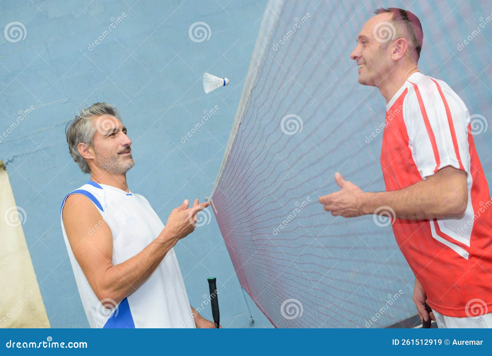 Team men playing badminton stock image. Image of professional - 261512919