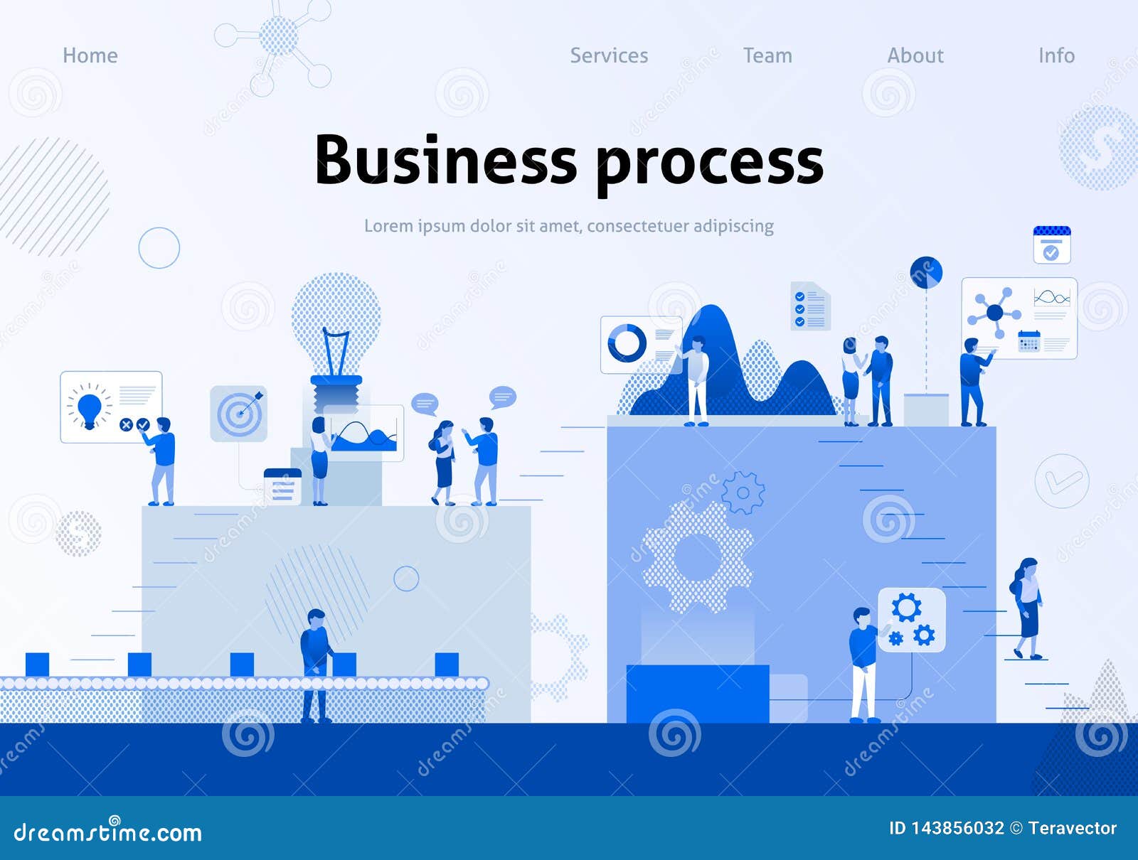 Business Process Efficiency Team Metaphor Banner Stock Vector ...