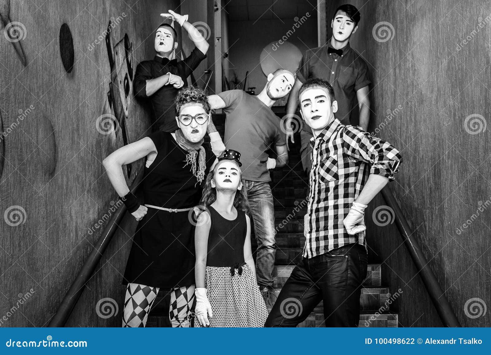 The Team of Mimes Crosses the Road One after Another Stock Photo ...