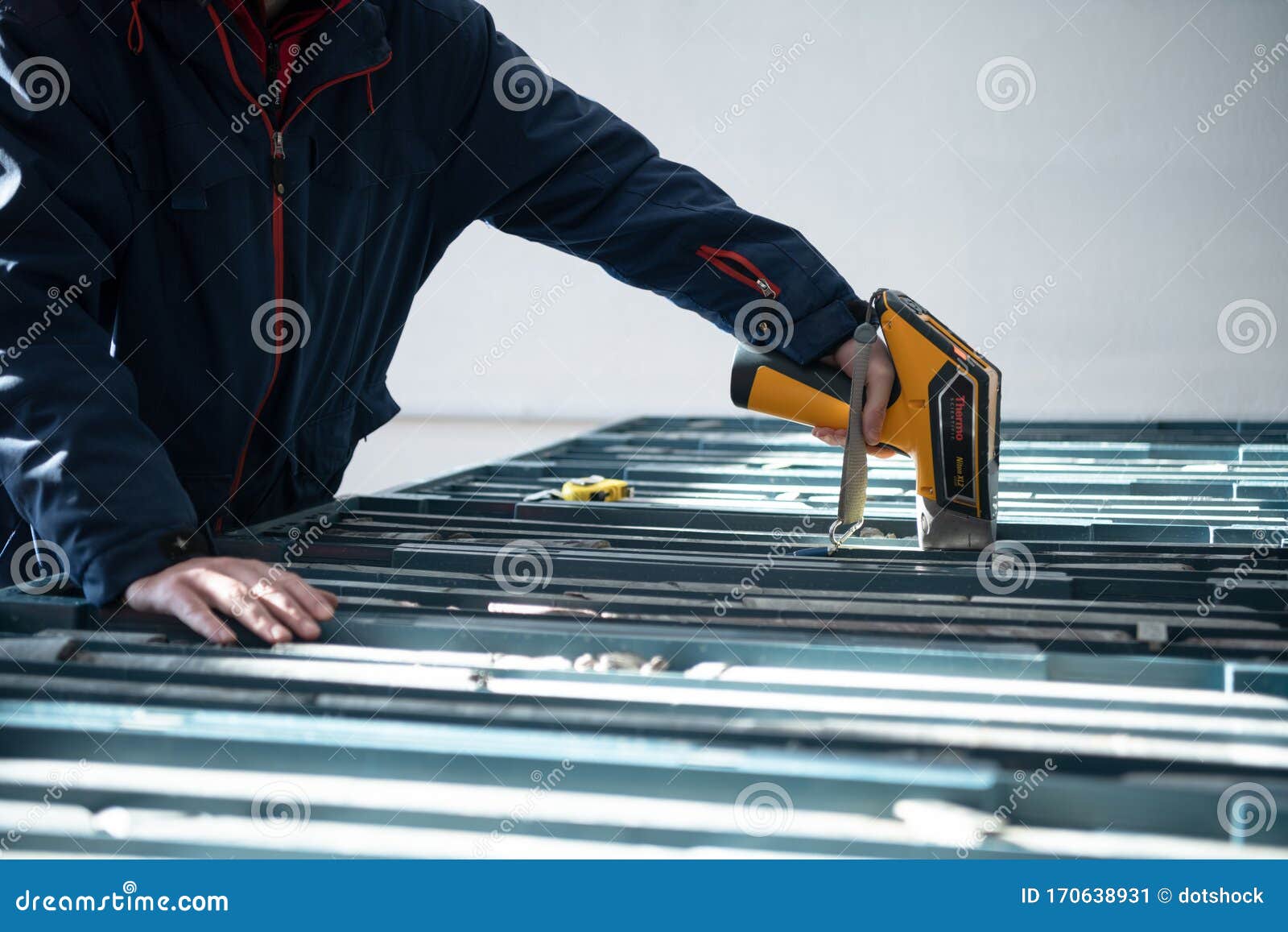 Team of Mining Workers Measuring Drilled Rock Core Stock Image - Image ...