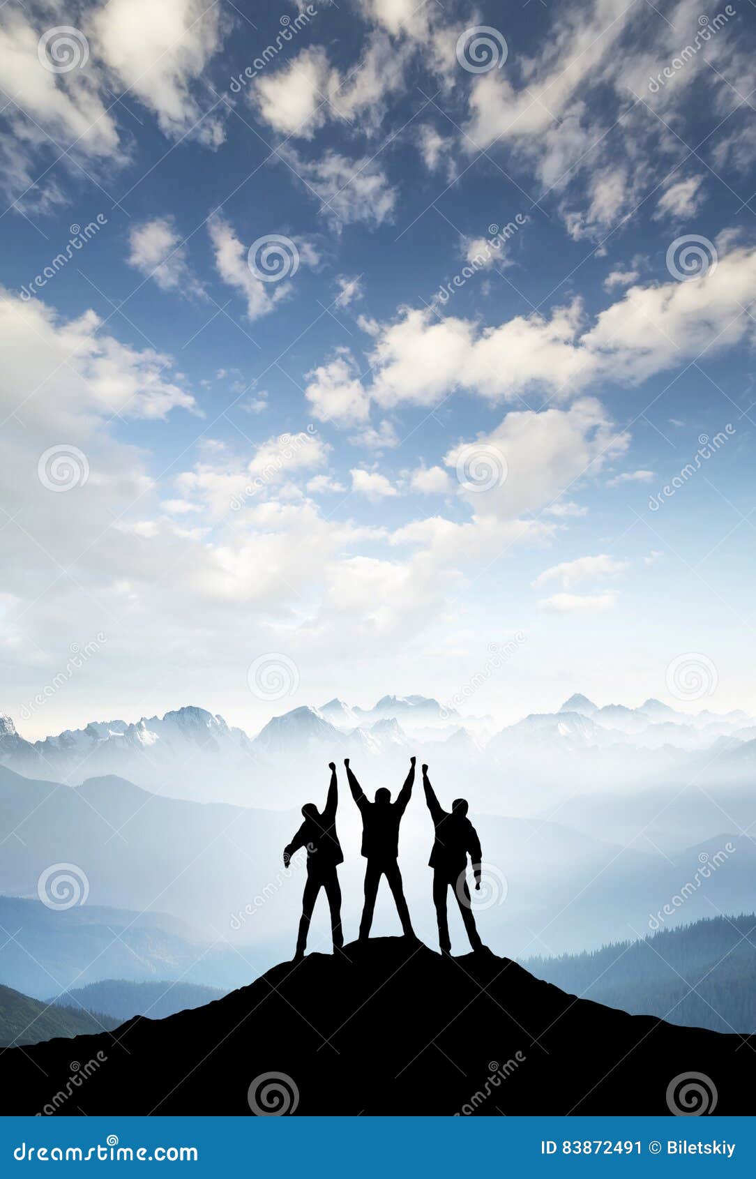 Team on mountain top stock image. Image of peak, landscape - 83872491