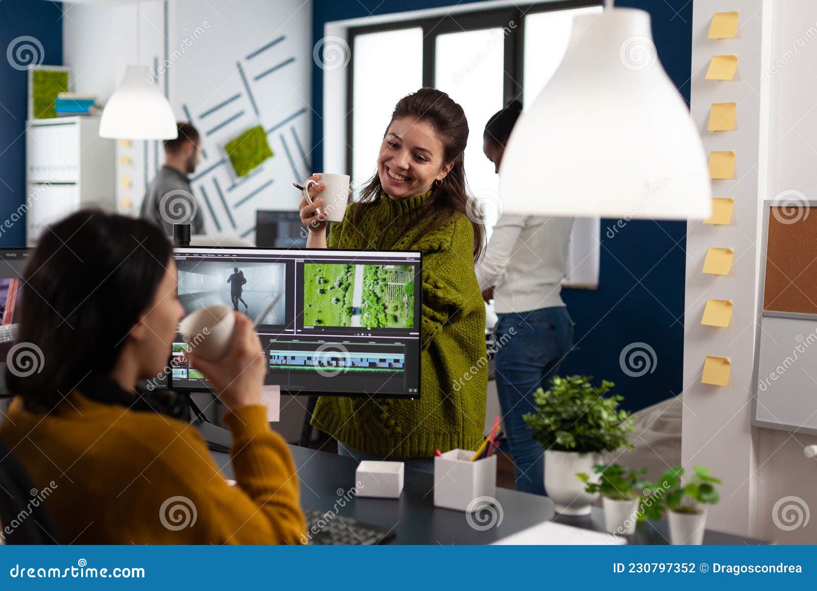 Team of Multimedia Content Creators Talking about Video Project Stock ...