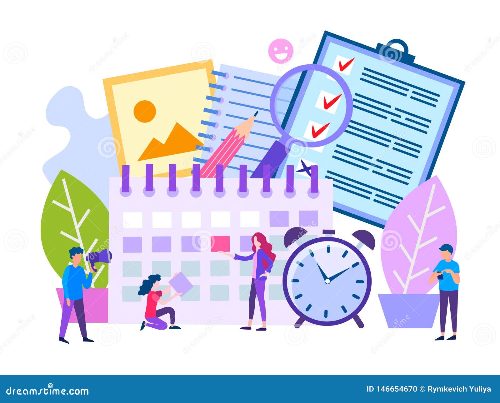 The Team Of Office Workers In The Process Of Deadline Stock Vector ...