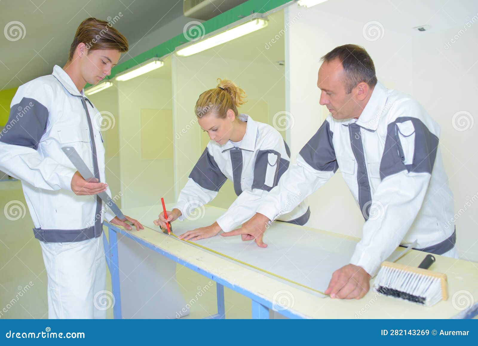 Team Painters during Drawing Stock Image - Image of working, male ...