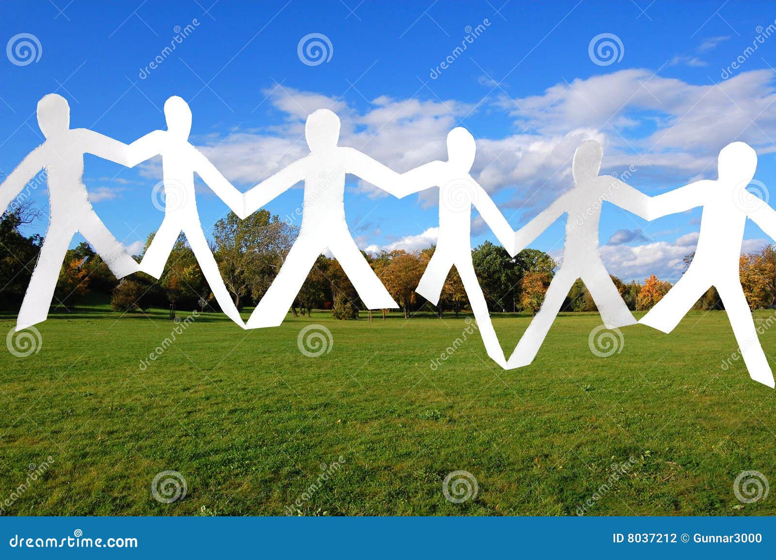 Team of Paper People in the Park Stock Photo - Image of fall ...