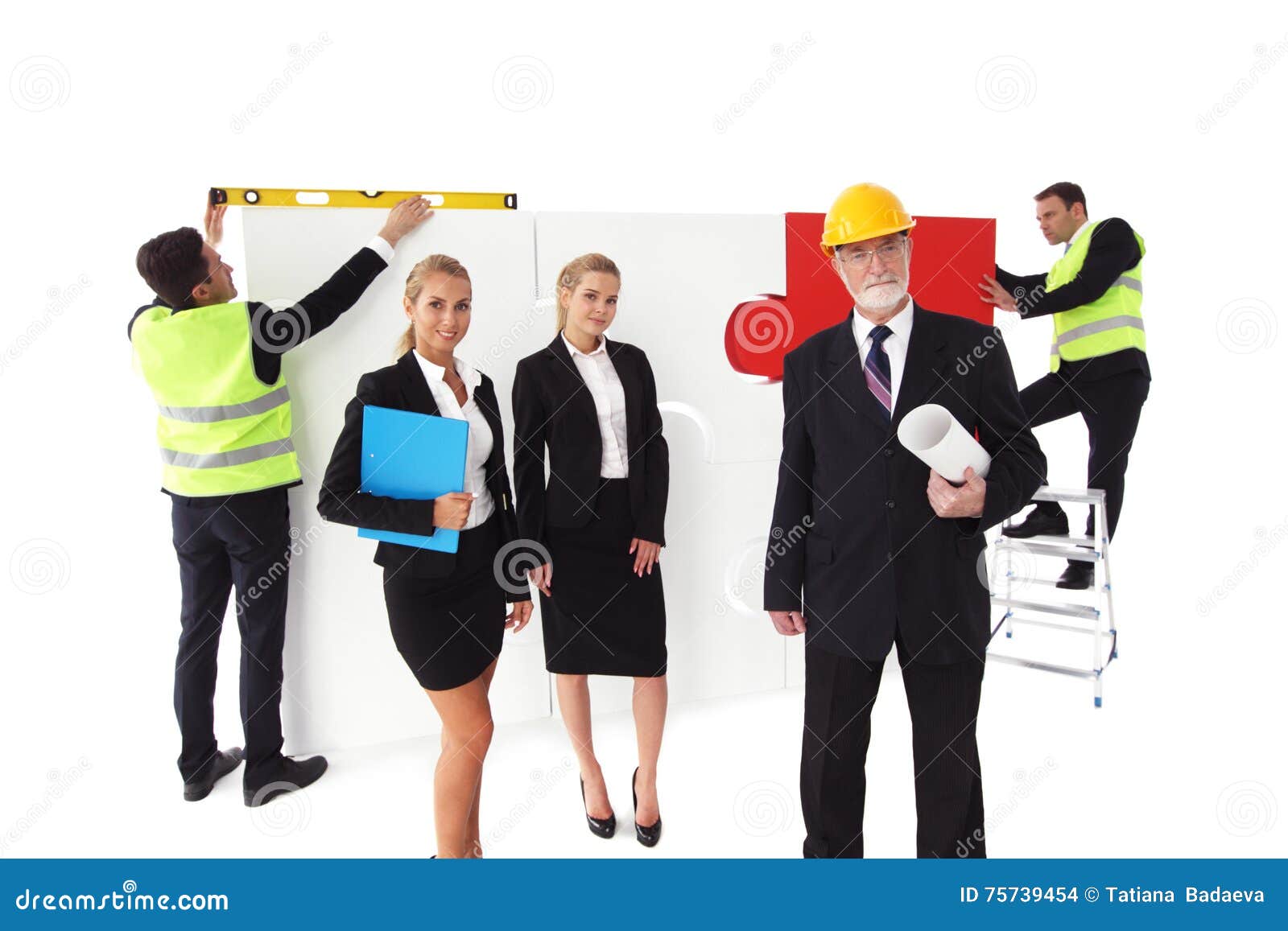 Team of People Assembling Puzzle Stock Photo - Image of isolated ...