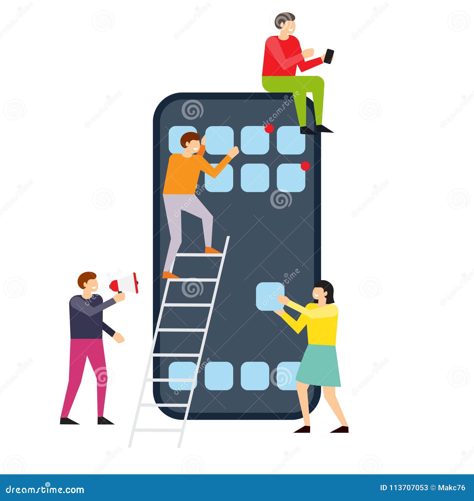 Small People Creating Interface on Smartphone Stock Vector ...