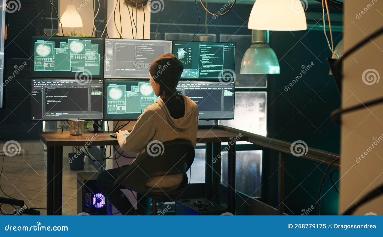 Team of People Hacking System with Computer Malware Stock Image - Image ...