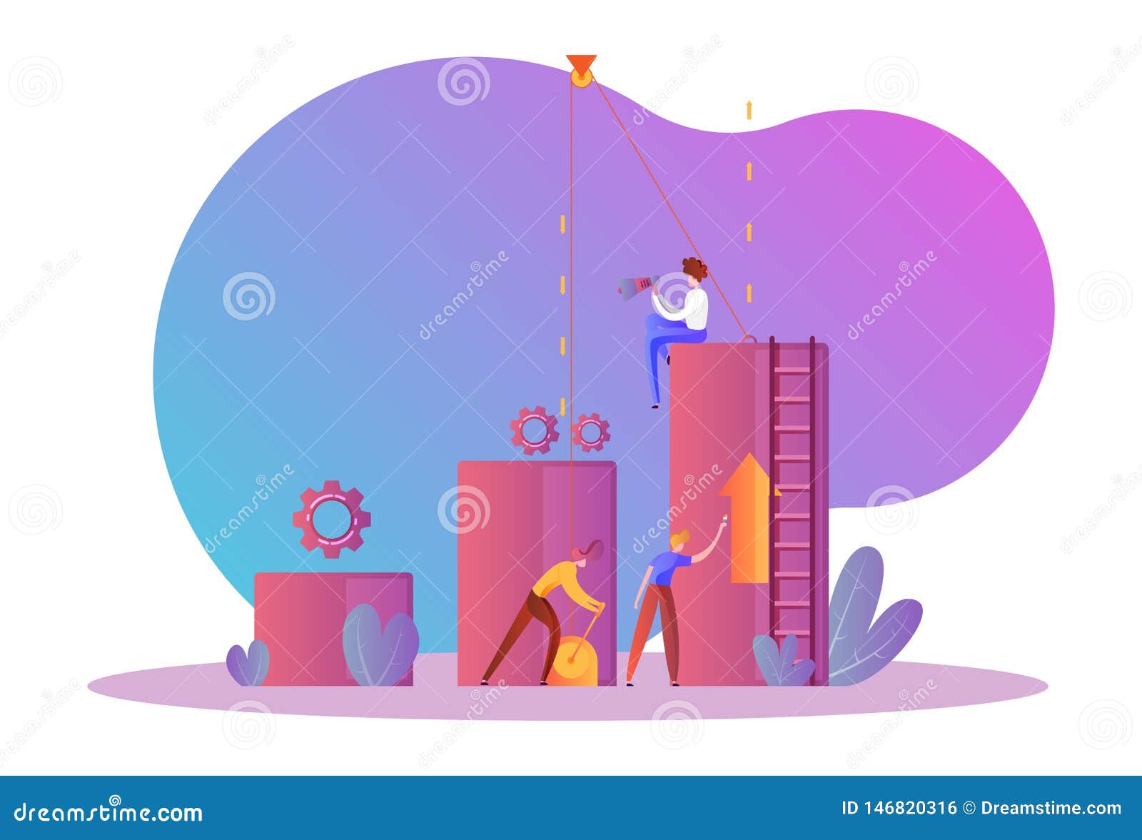A Team of People Improve the State of the Business Stock Illustration ...